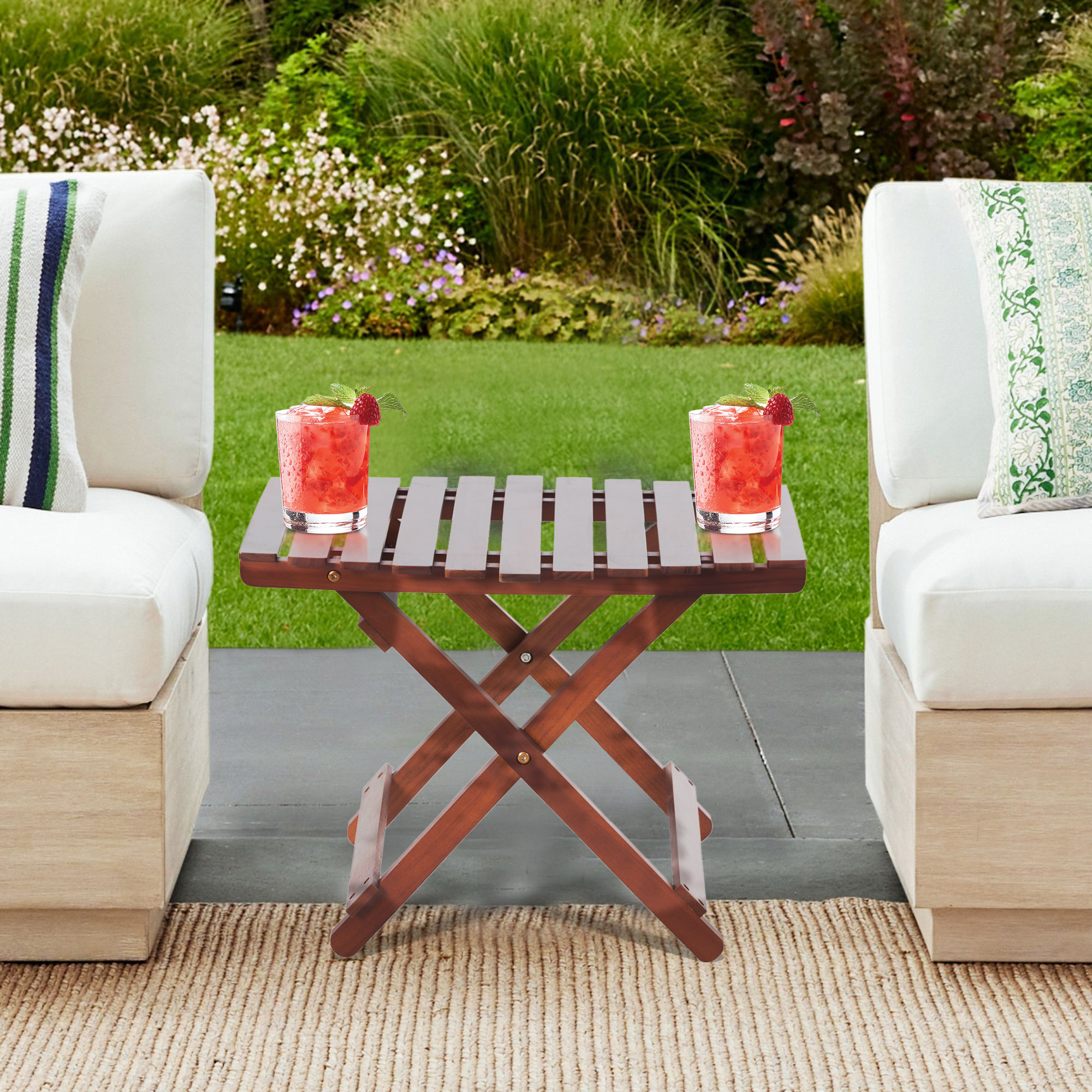Magdeco 20" Solid Wood Square Portable Folding Picnic Table & Reviews ...