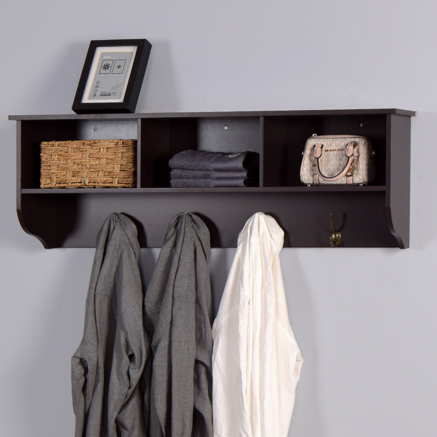 August Grove® Daxin Entryway Wall Mounted Coat Rack With 4 Dual Hooks ...