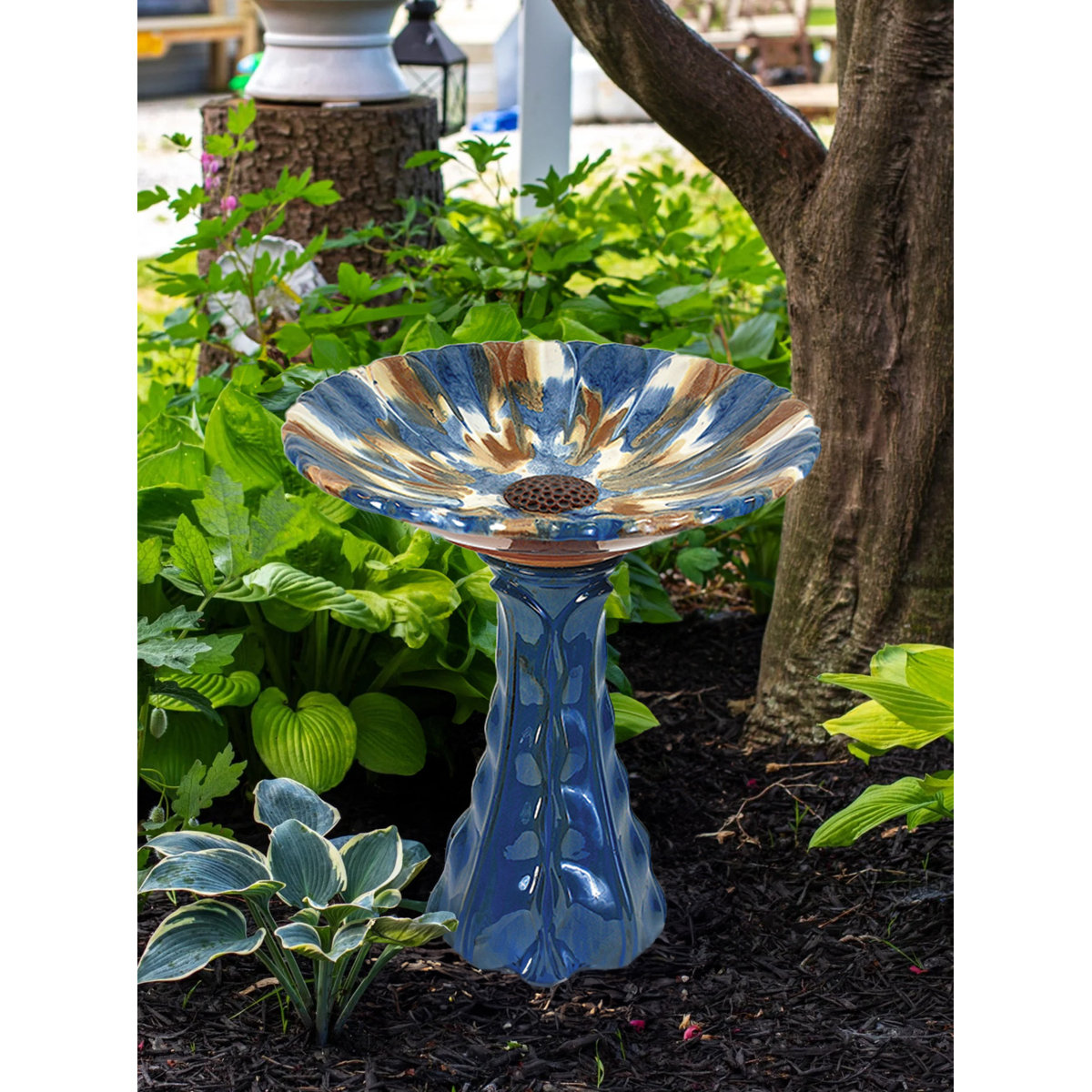 Mad Mats Aspen & Fig 22 Inch Ceramic Bird Baths for Outside - Hand ...
