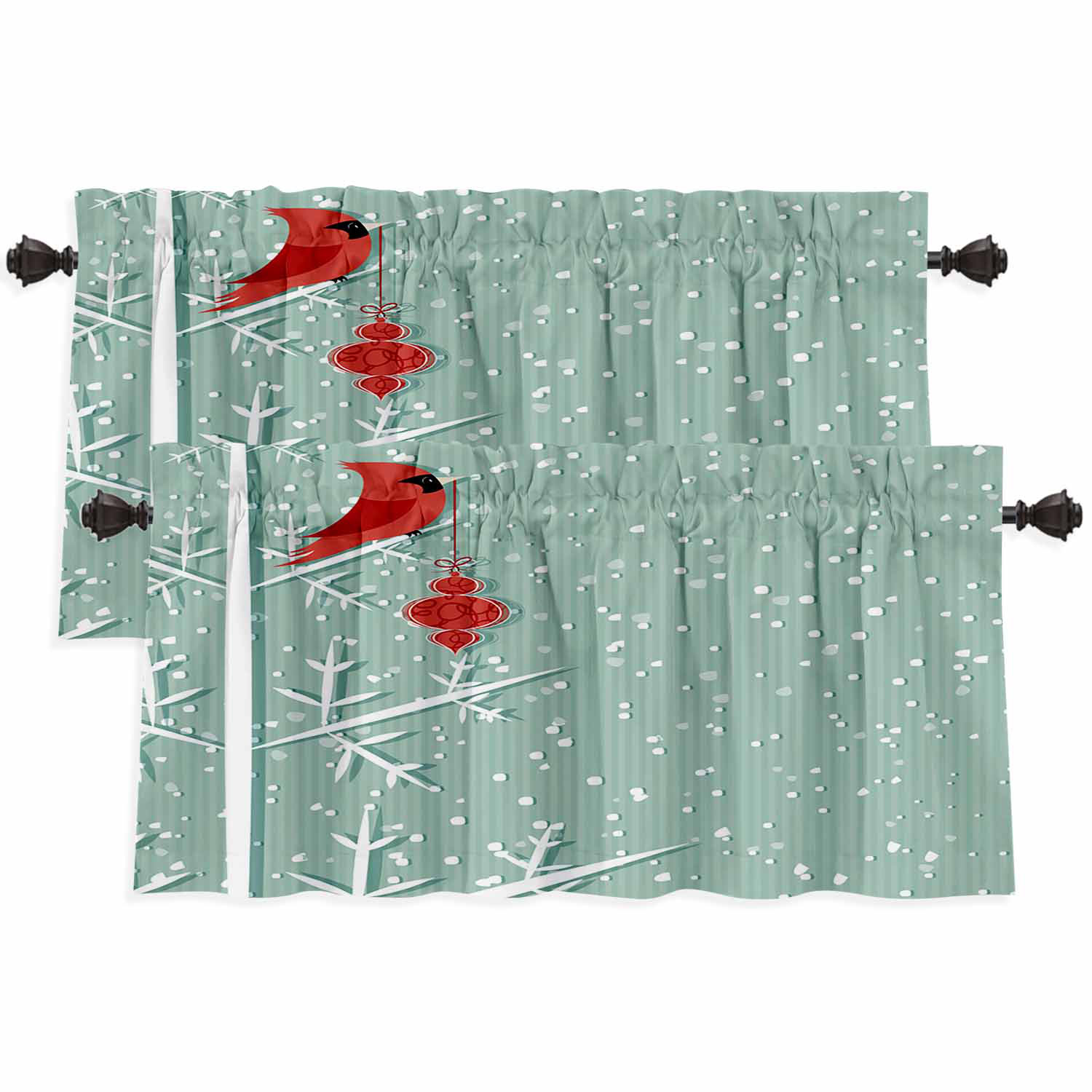 Ophelia & Co. Red 52"W Winter with Cardinal Christmas Window Valance ...