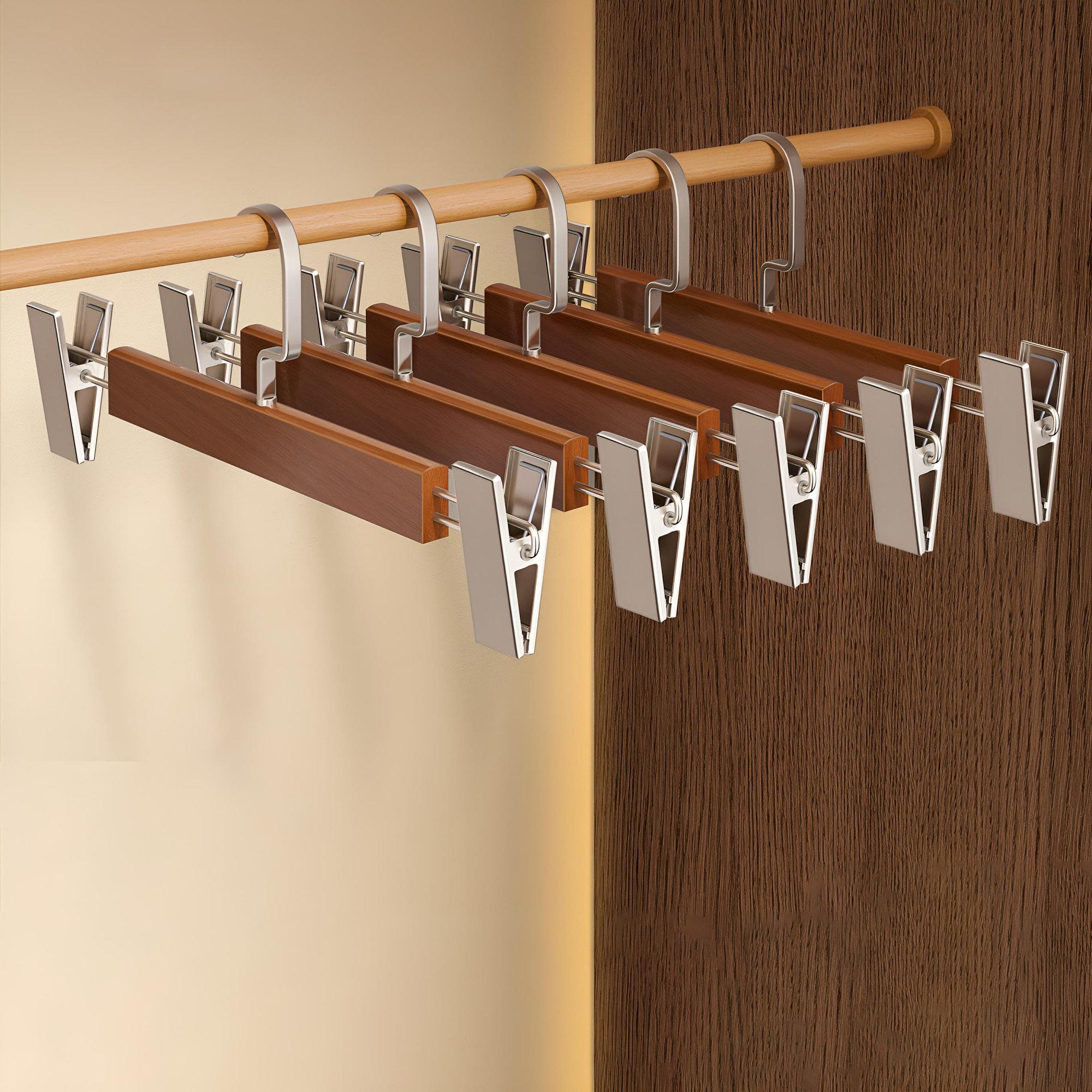 Rebrilliant Solid Wood Multi-Function Hangers - No Slip No Crease ...