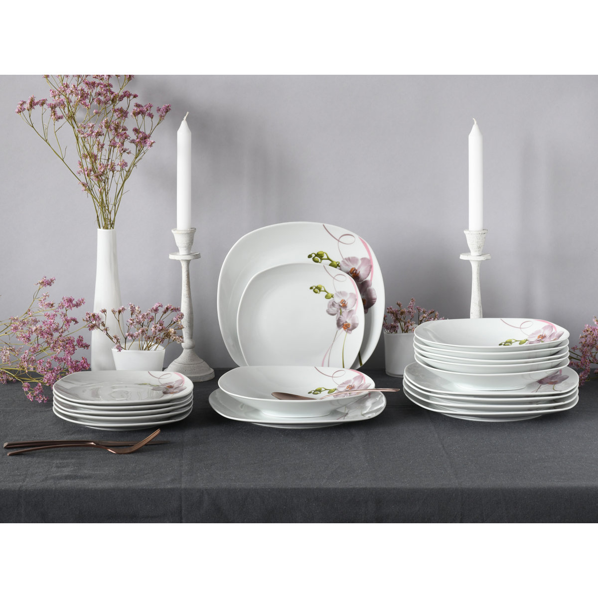 Creatable Square Orchid, 18-piece porcelain plate set & Reviews ...