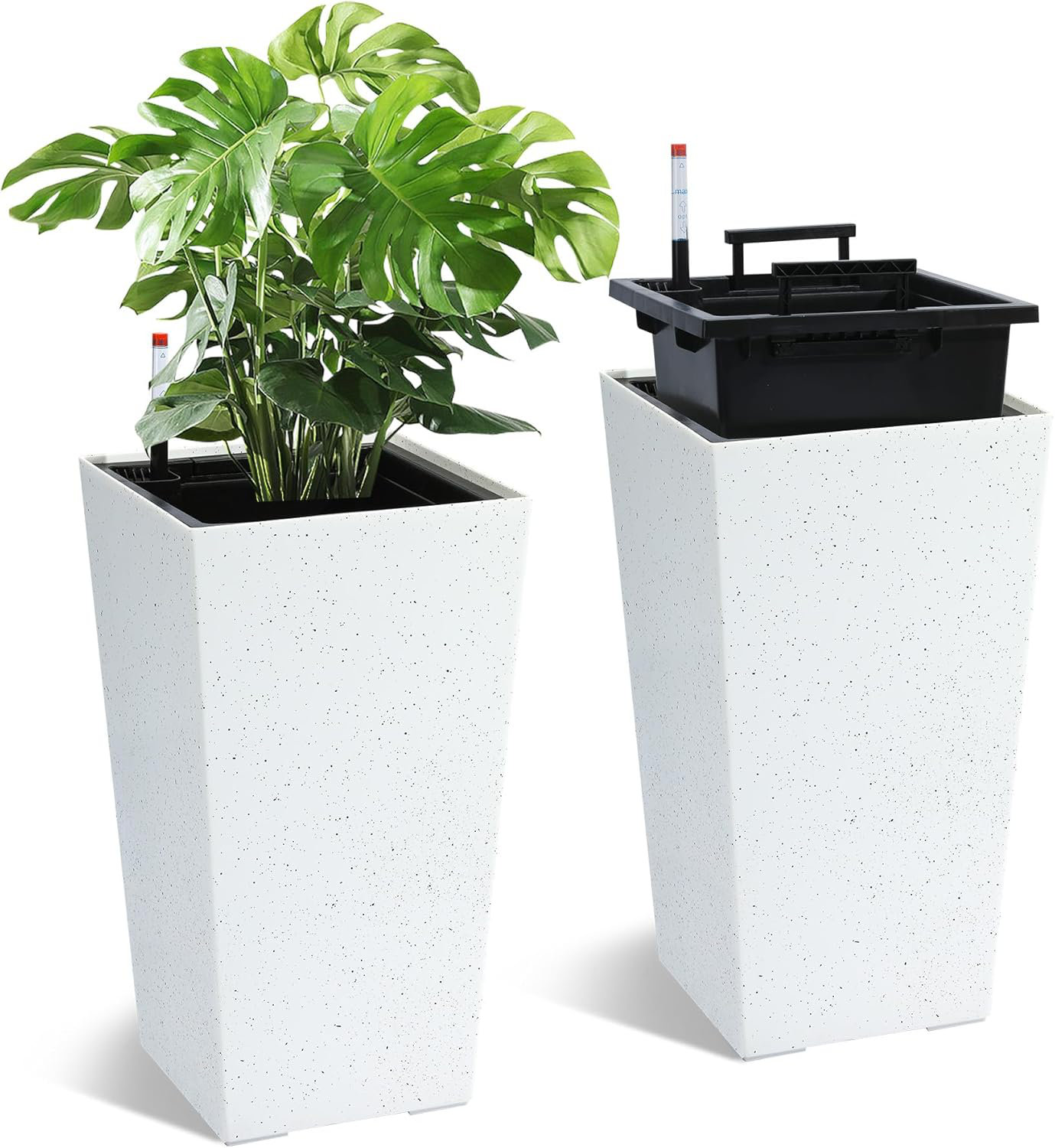 Ebern Designs Set of 2 Planter Pots with Drainage Holes&Water Level ...
