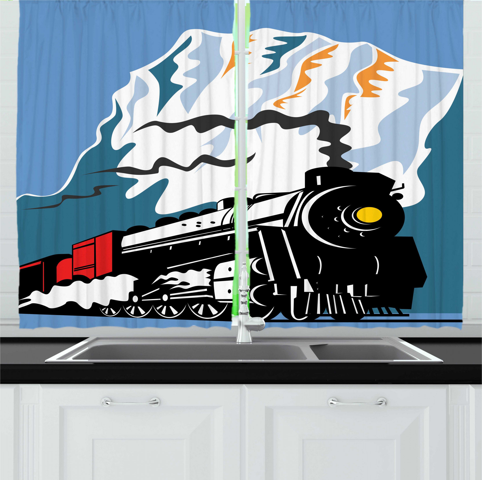 East Urban Home 2 Piece Illustration of Vaporous Vehicle and Mountain ...