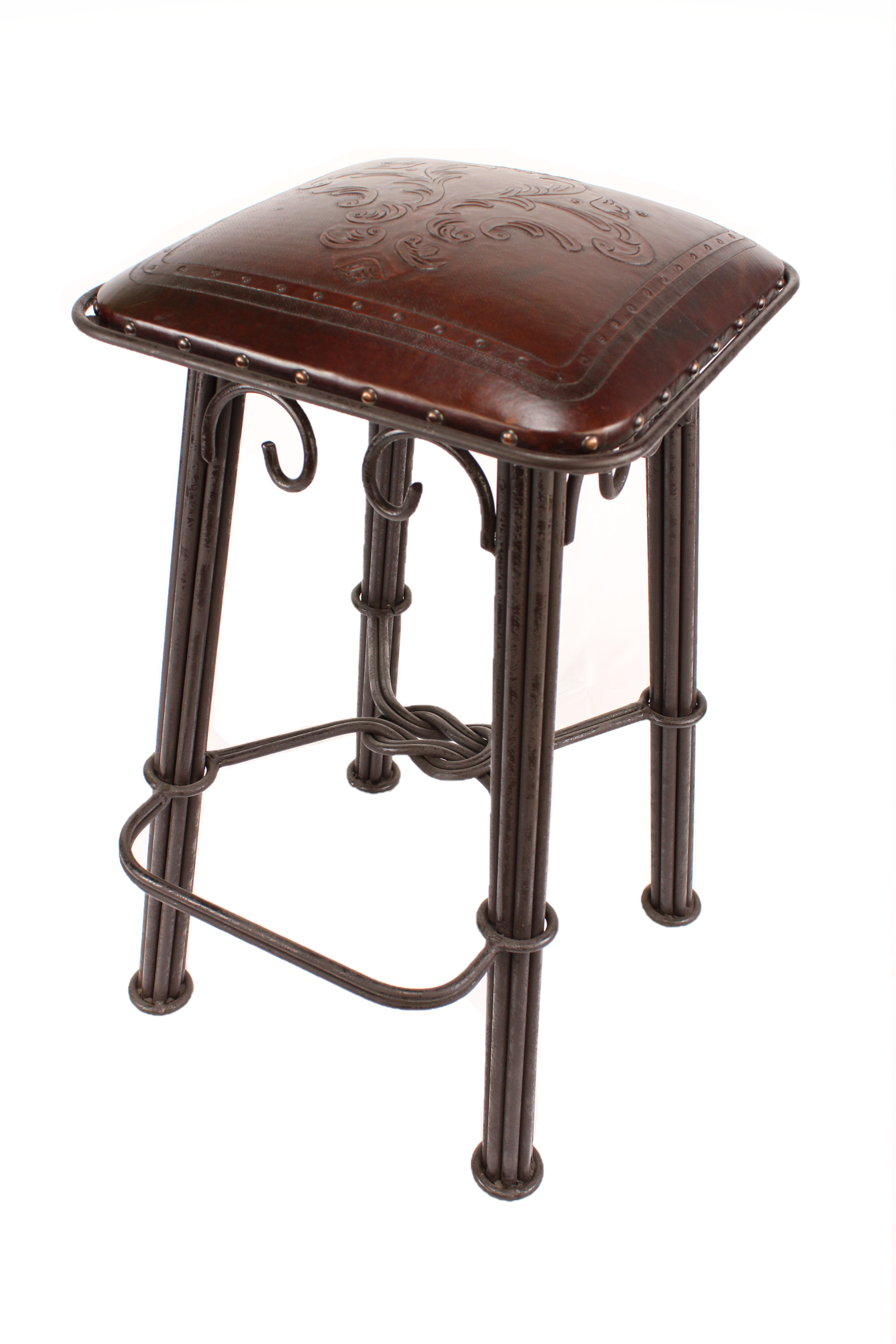 Williston Forge Kentleigh Western Iron Counter Stool (Fleur de Lys ...