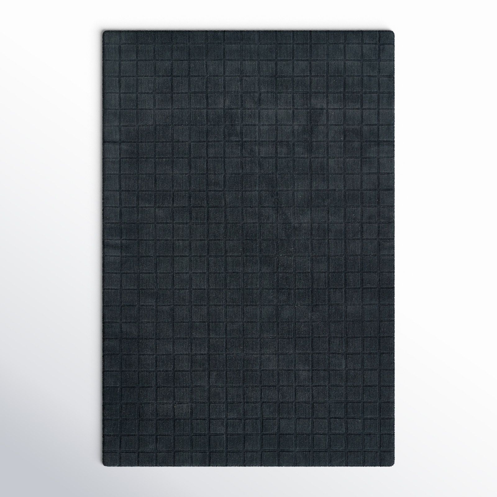 AllModern Meile Contour Hand Loomed Wool Geometric Navy Area Rug | Wayfair