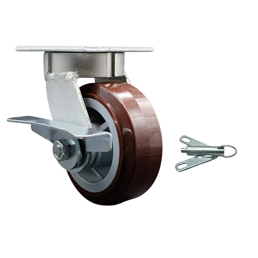 Service Caster Kingpinle olefin Swivel Caster with Brake/Swivel Lock ...