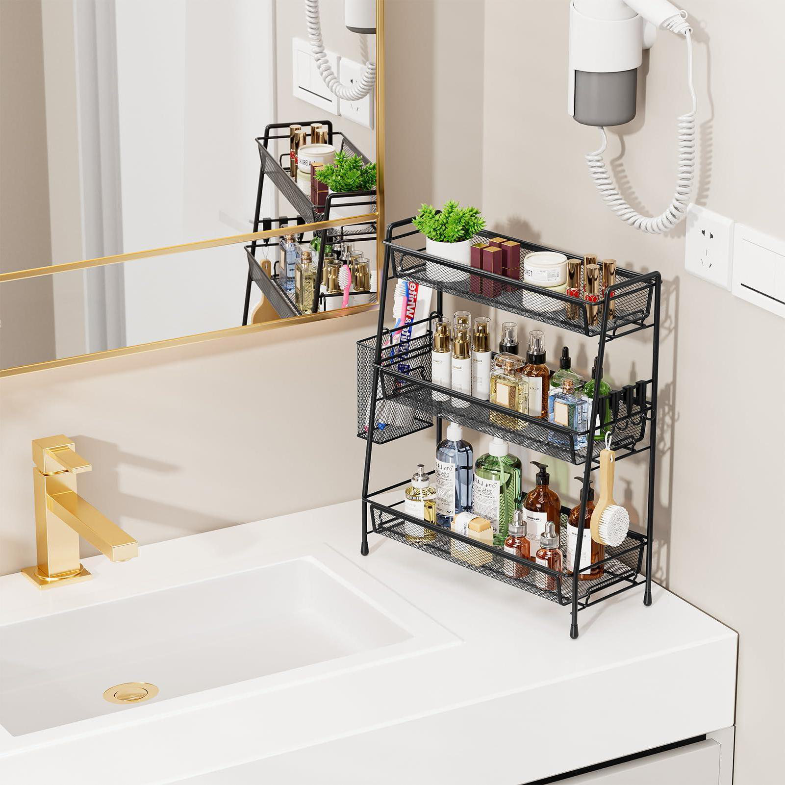 17 Stories 3-Tier Bathroom Organizer Countertop, Metal Wire Mesh Bathroom Counter Organizer ...
