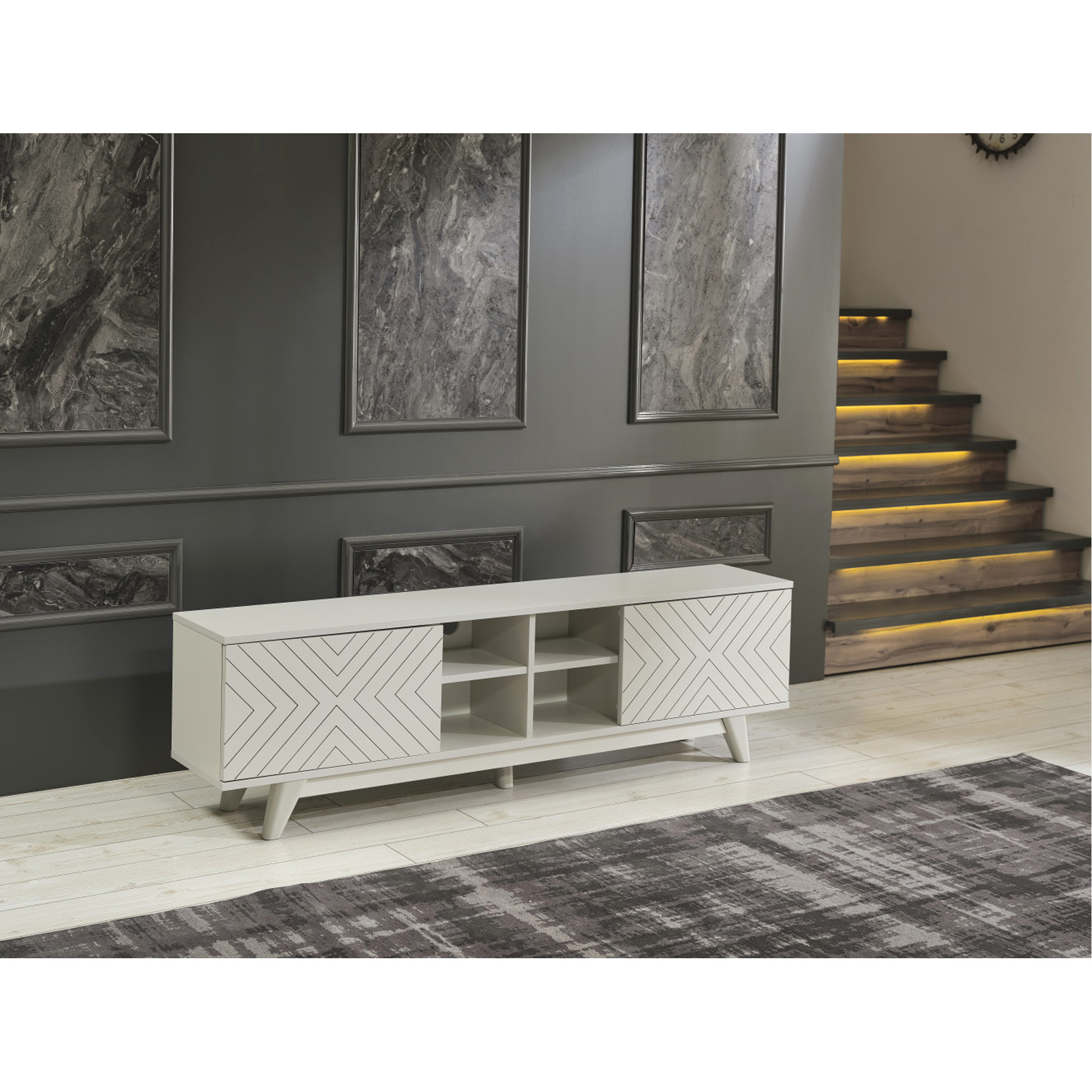 George Oliver Furnishome Store Lina Mid Century Modern Tv Stand 2 Door ...