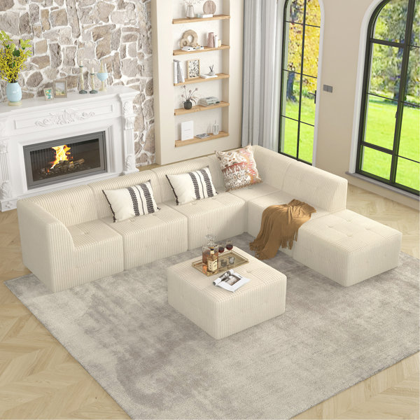 Wrought Studio™ Corner Sofa Compressed Sectional Sofa Modern Minimalist ...