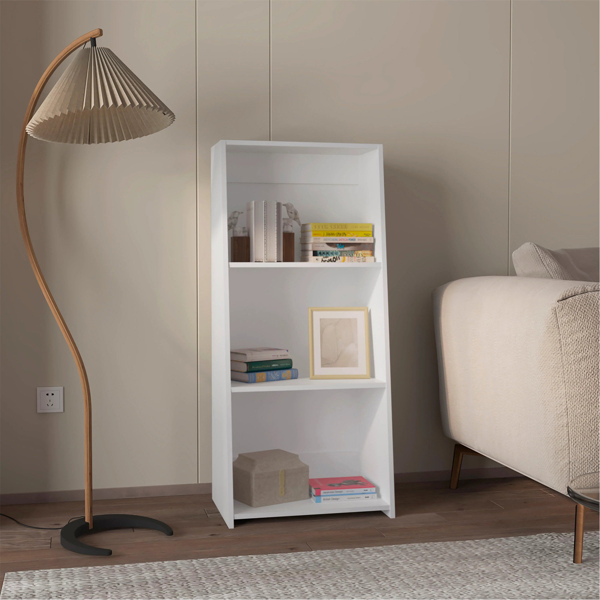 Latitude Run® Versatile Three-Shelf Bookcase For Stylish Organization ...
