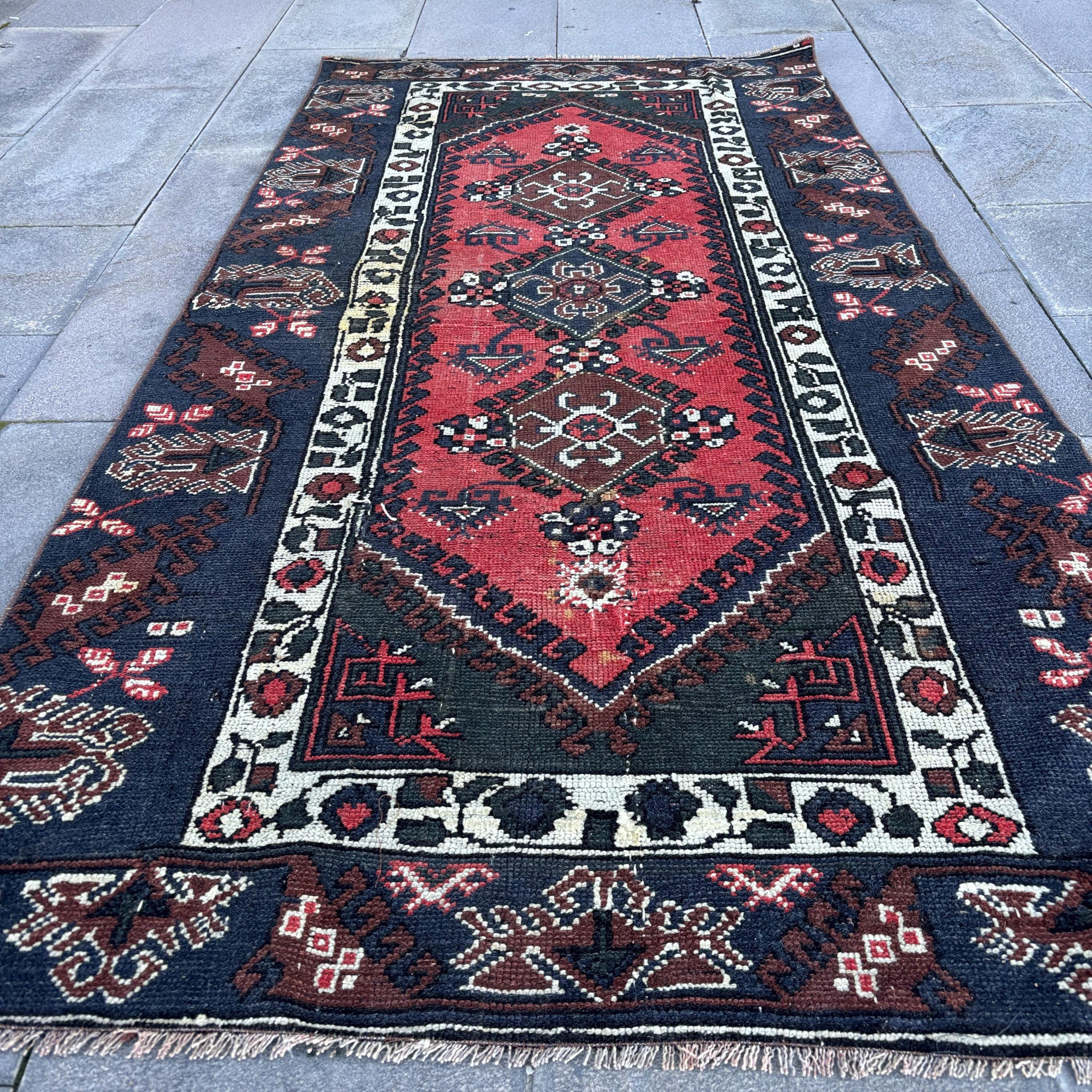 Canora Grey Vintage Anatolian Turkish Accent Rug in Red Flatweave for ...