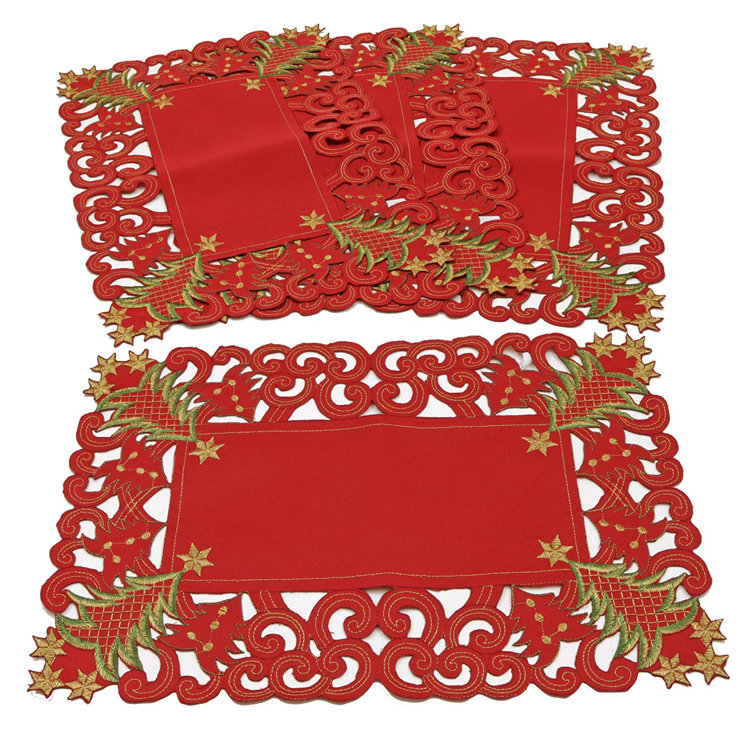 The Holiday Aisle® Dornhoffer Floral Christmas Polyester Dining Linen ...