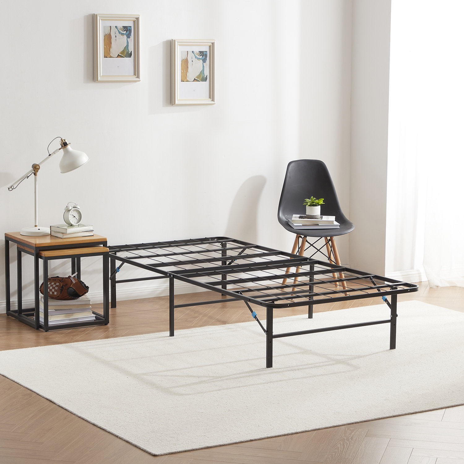 Clara Clark Base de lit pliable avec rangement 14 po Clara Clark ...