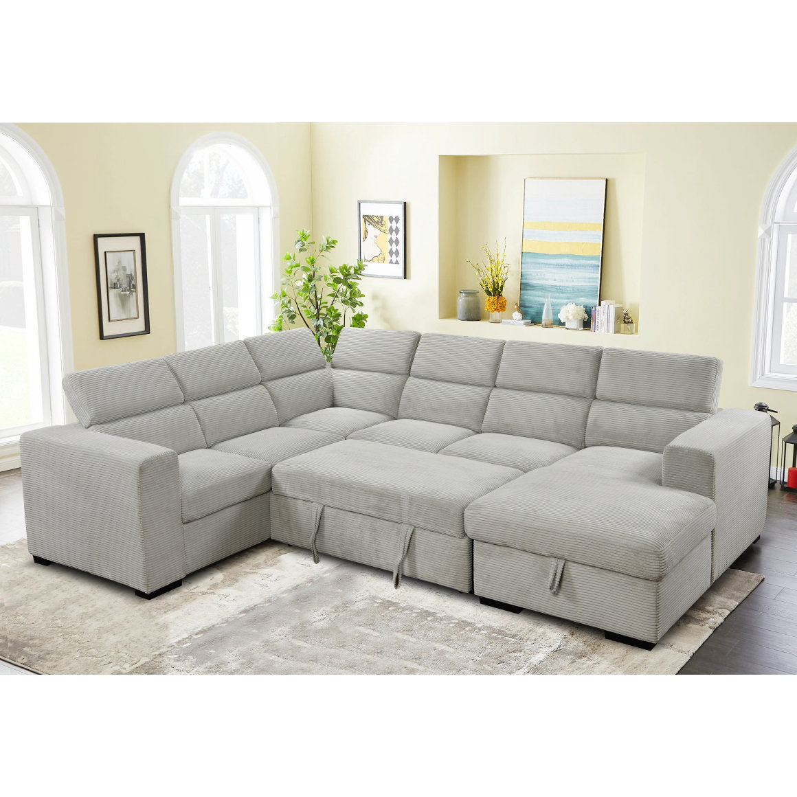 Orren Ellis Modern Sofa 123" U-Shaped 7-Seat Sectional Sofa Couch With ...