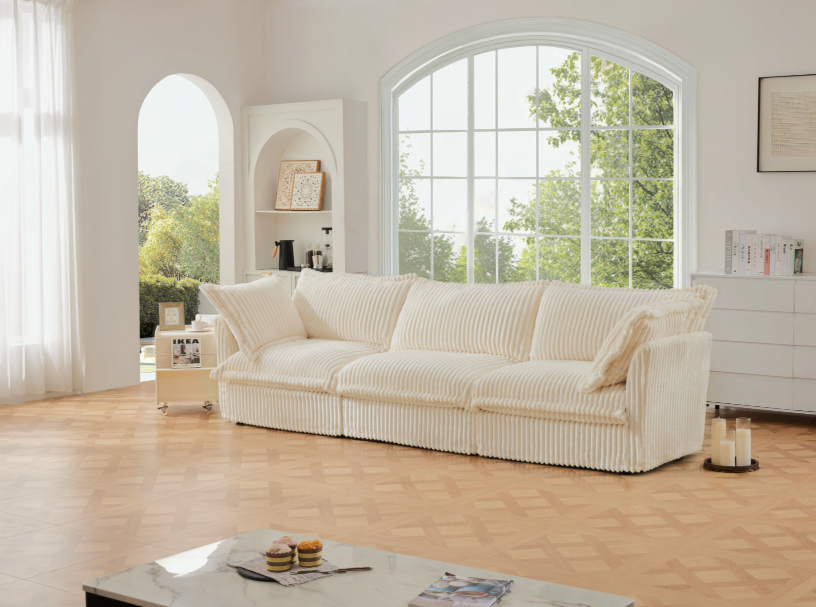Mercer41 Slipcovered Sofa Couch, Modern 3 Seater Sofa With Suppleness ...