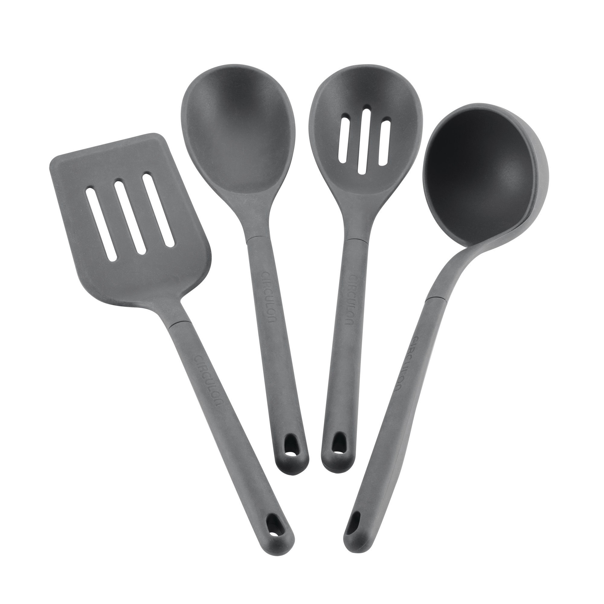 Circulon 4-Piece Silicone Cooking & Kitchen Tools Set With Ladle, Gray ...