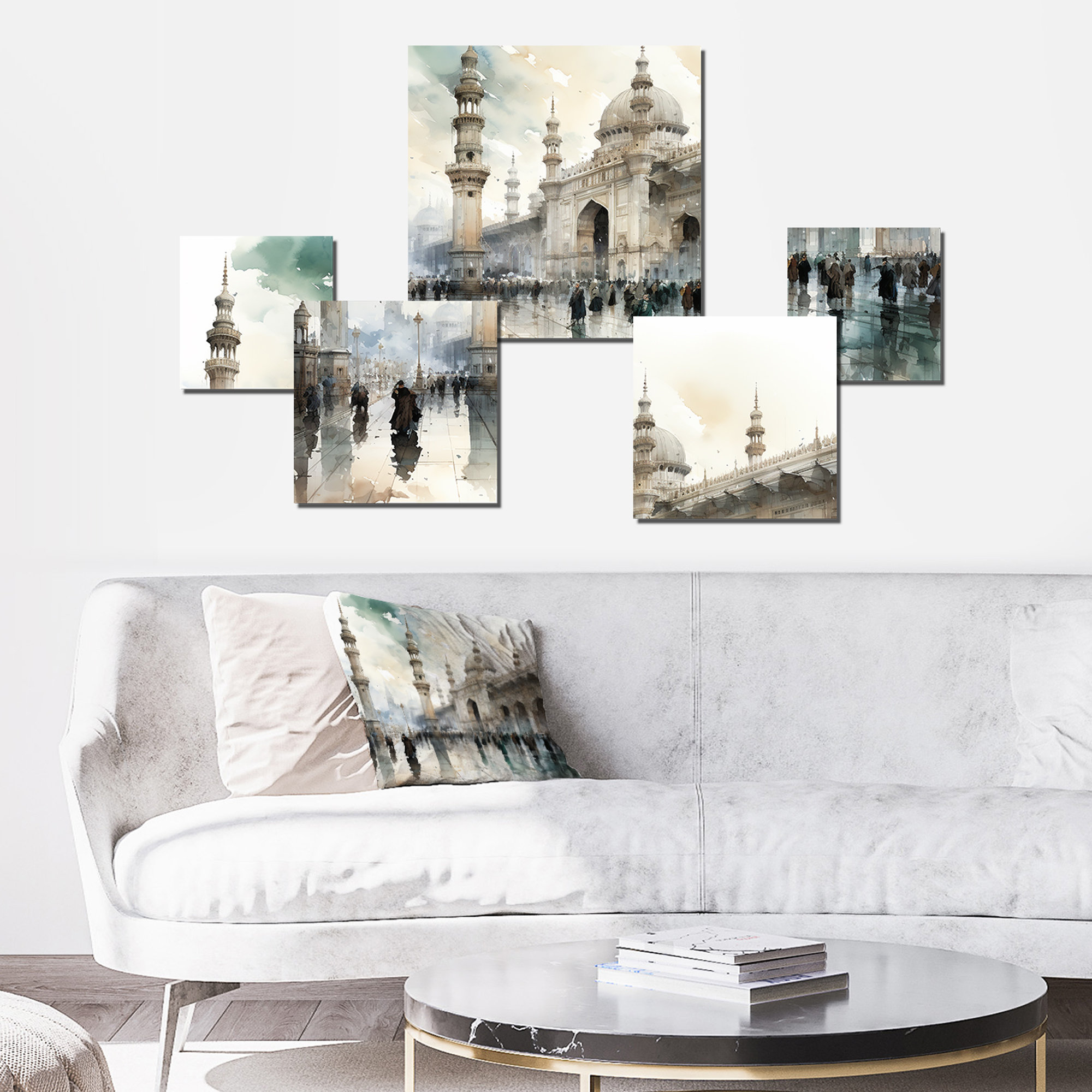 Lark Manor™ Prophets White And Blue Mosque Islam I - Islam Square Wall ...