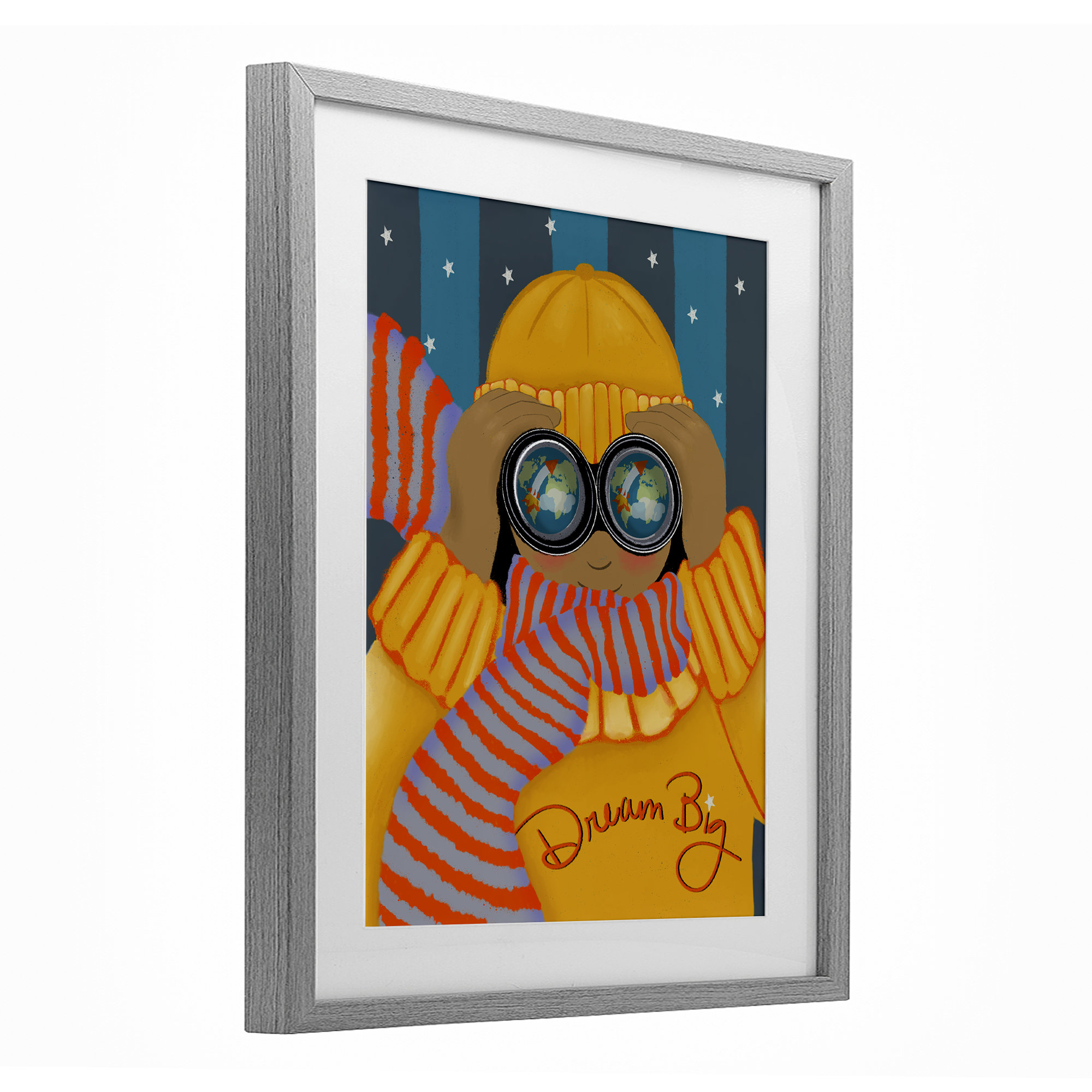 Ebern Designs Dream Big with Binoculars Framed Print Under Glass ...