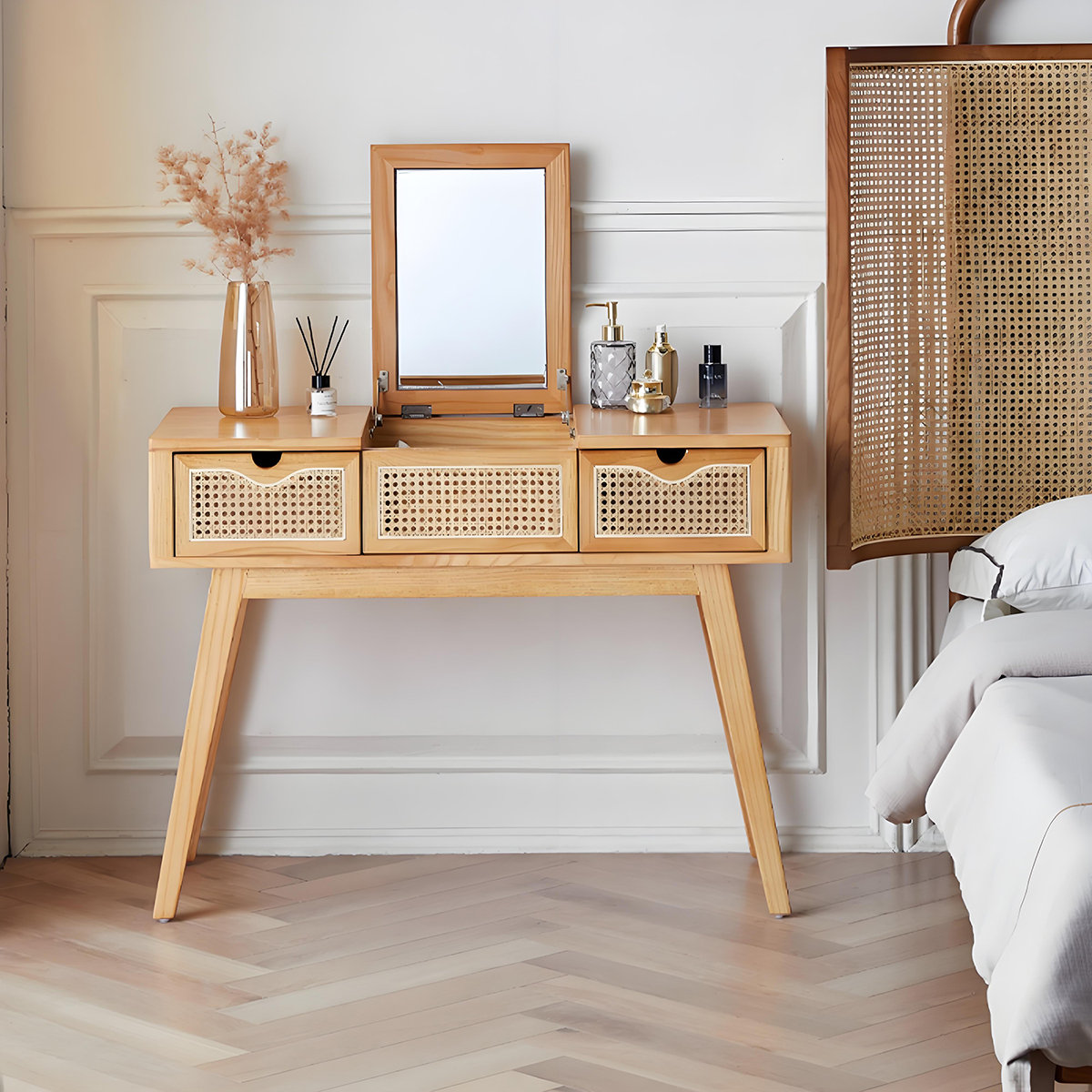 Corrigan Studio® Modern Minimalist Solid Wood Storage Dressing Table ...