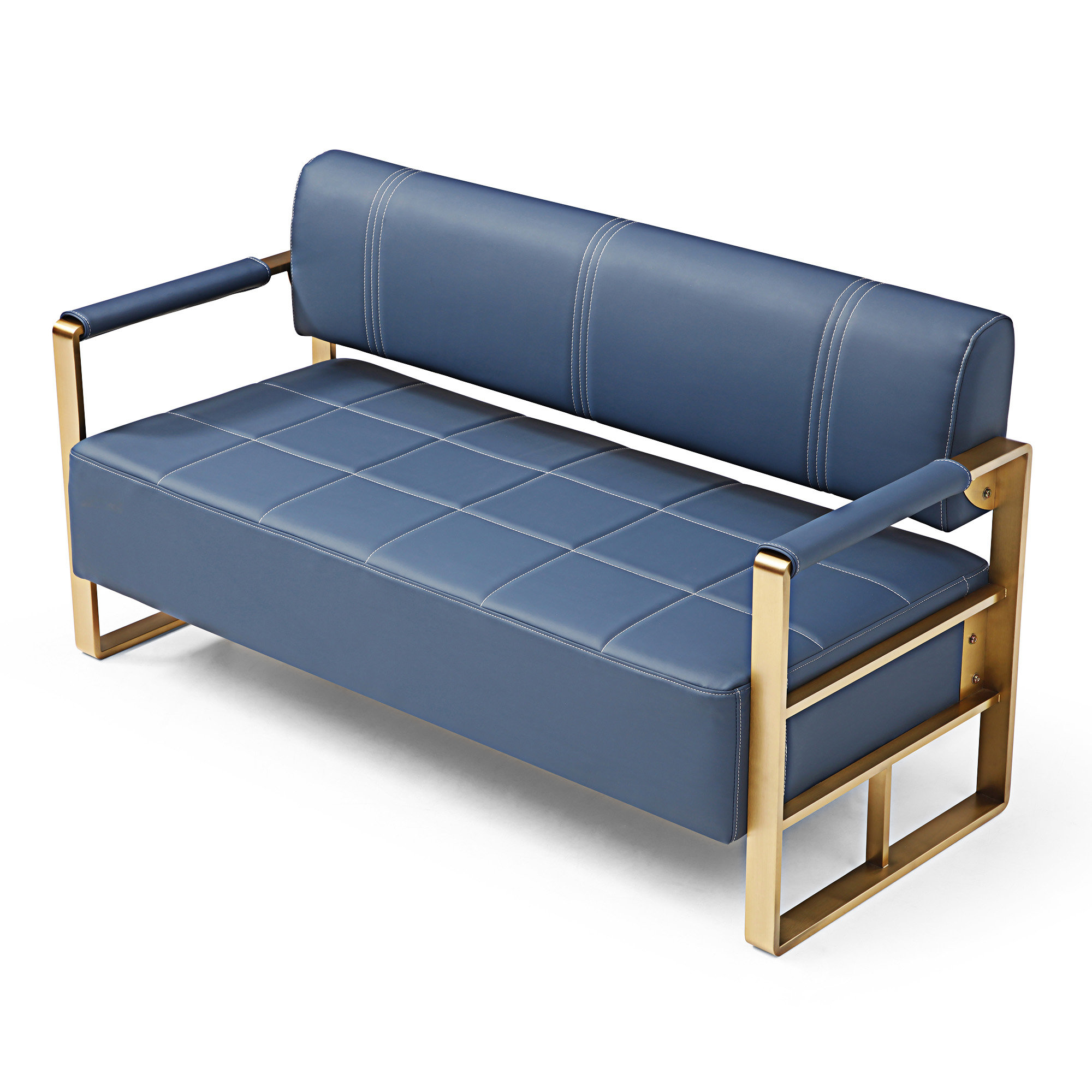 Mercer41 57.9" Width Modern Upholstery Faux Bonded Leather Loveseat ...