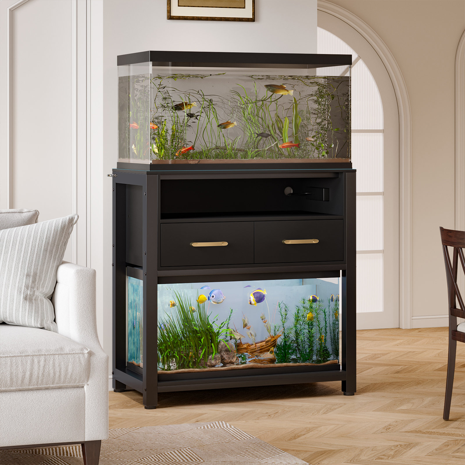 Lark Manor™ 20 Gallon Aquarium Stand With Storage and Built-In Outlets ...