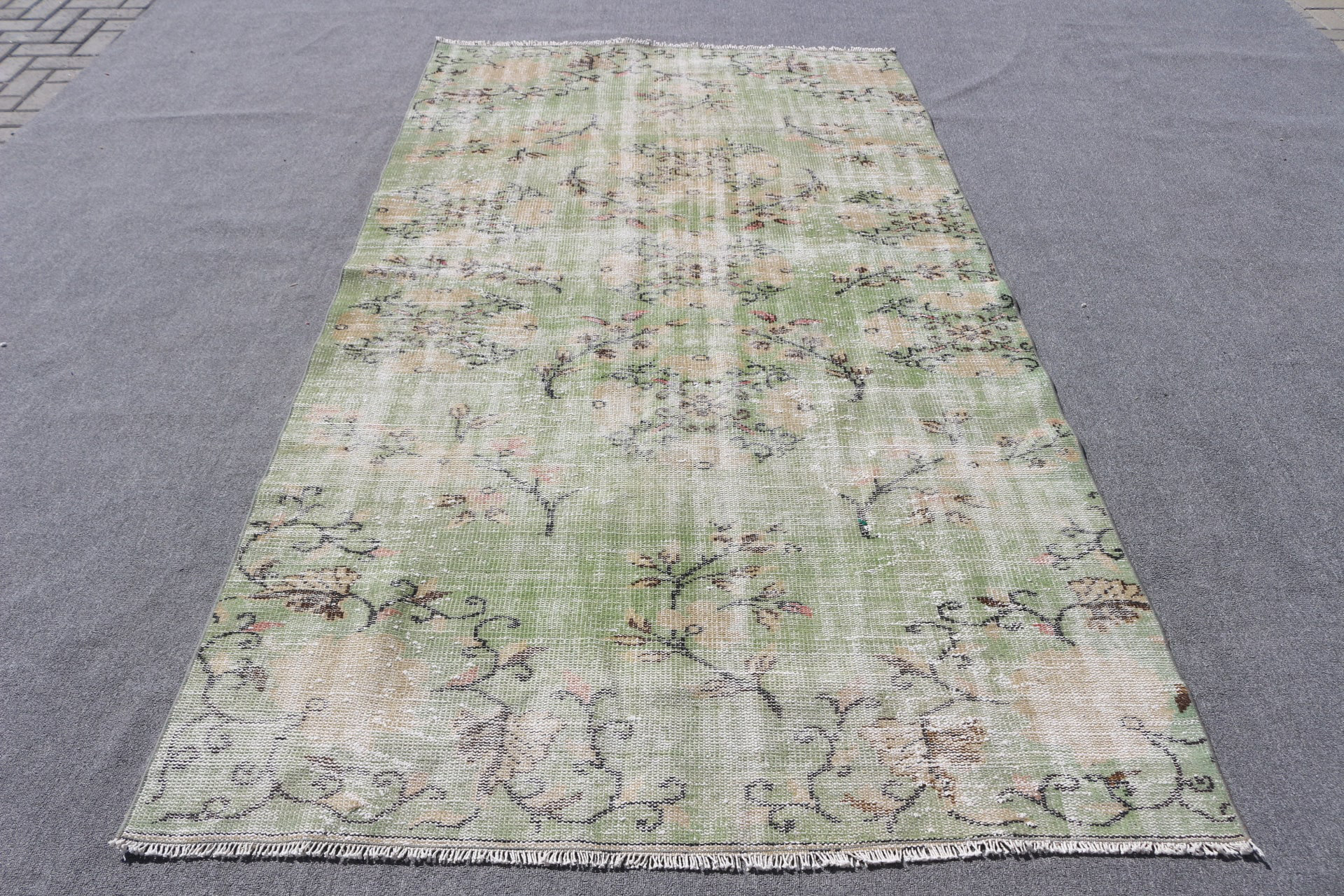 Bungalow Rose Large Antique Green Turkish Rug Perfect For Outdoor ...