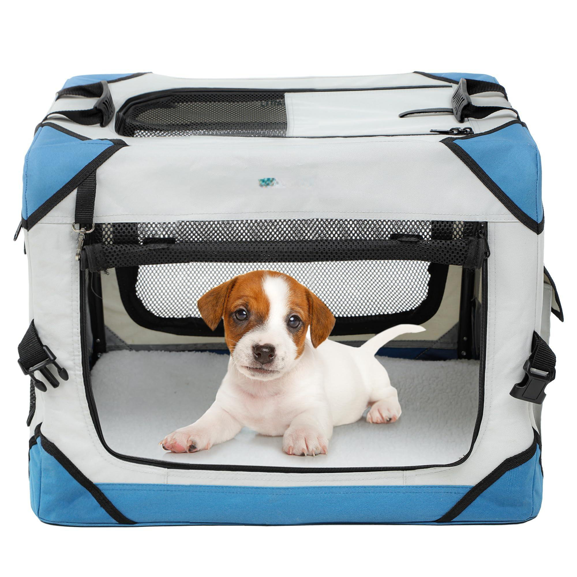 Winston Porter Collapsible Dog Crate, 4-Door Portable Travel Dog Crate ...