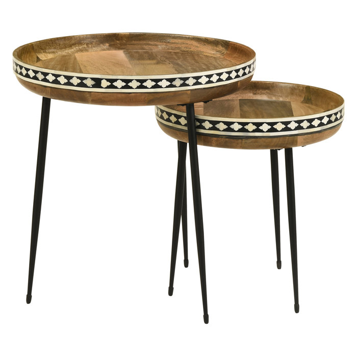 Foundry Select Shunichi Solid Wood Tray Top 3 Legs Nesting Tables | Wayfair