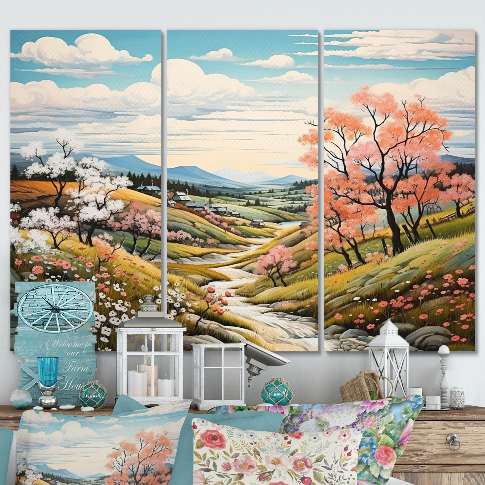 Winston Porter Countryside Early Spring Landscape V On Canvas 3 Pieces ...