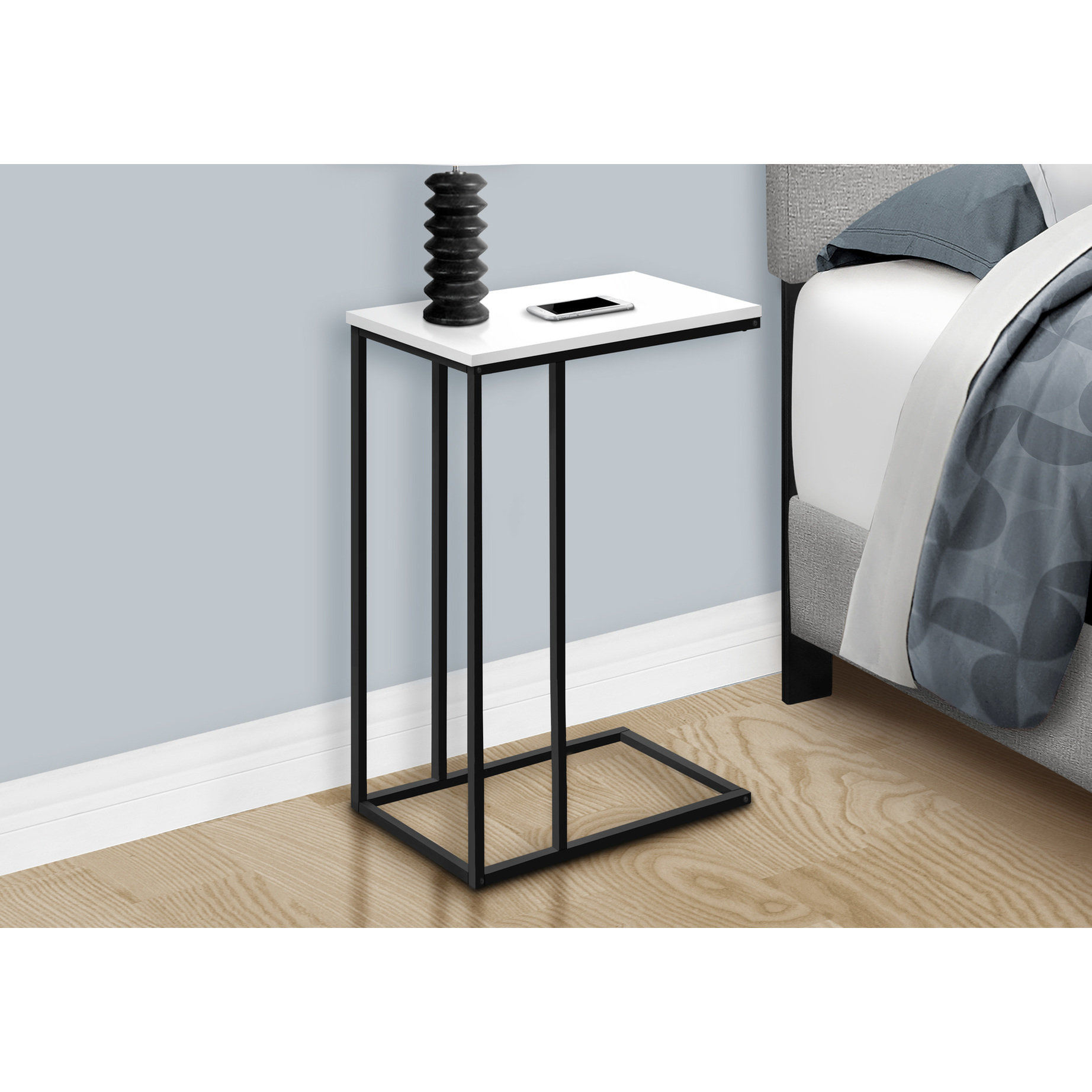 Wrought Studio™ Contemporary Bedroom Table - White Laminate, Black ...