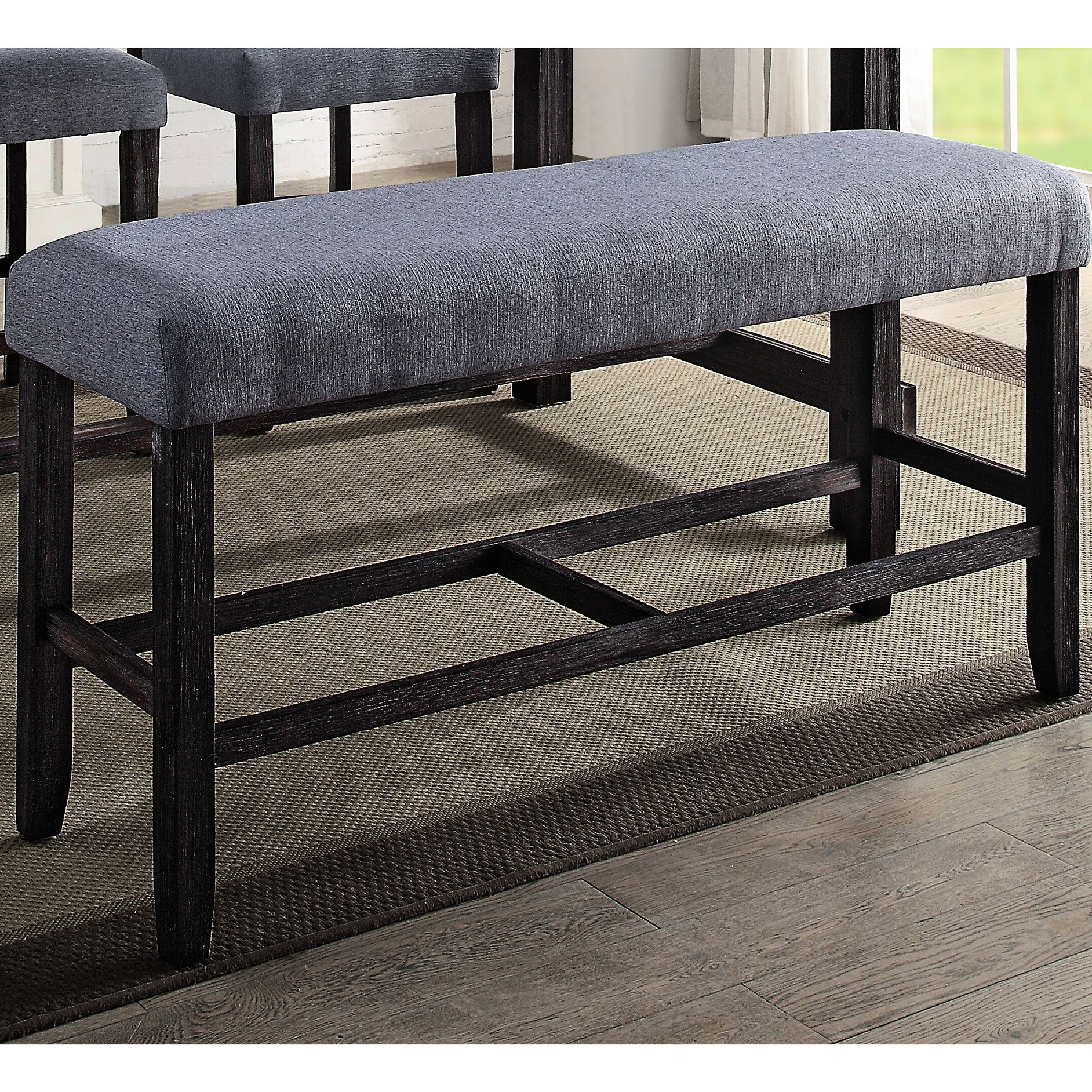 Red Barrel Studio® Weathered Counter Bench With Grey Upholstery ...