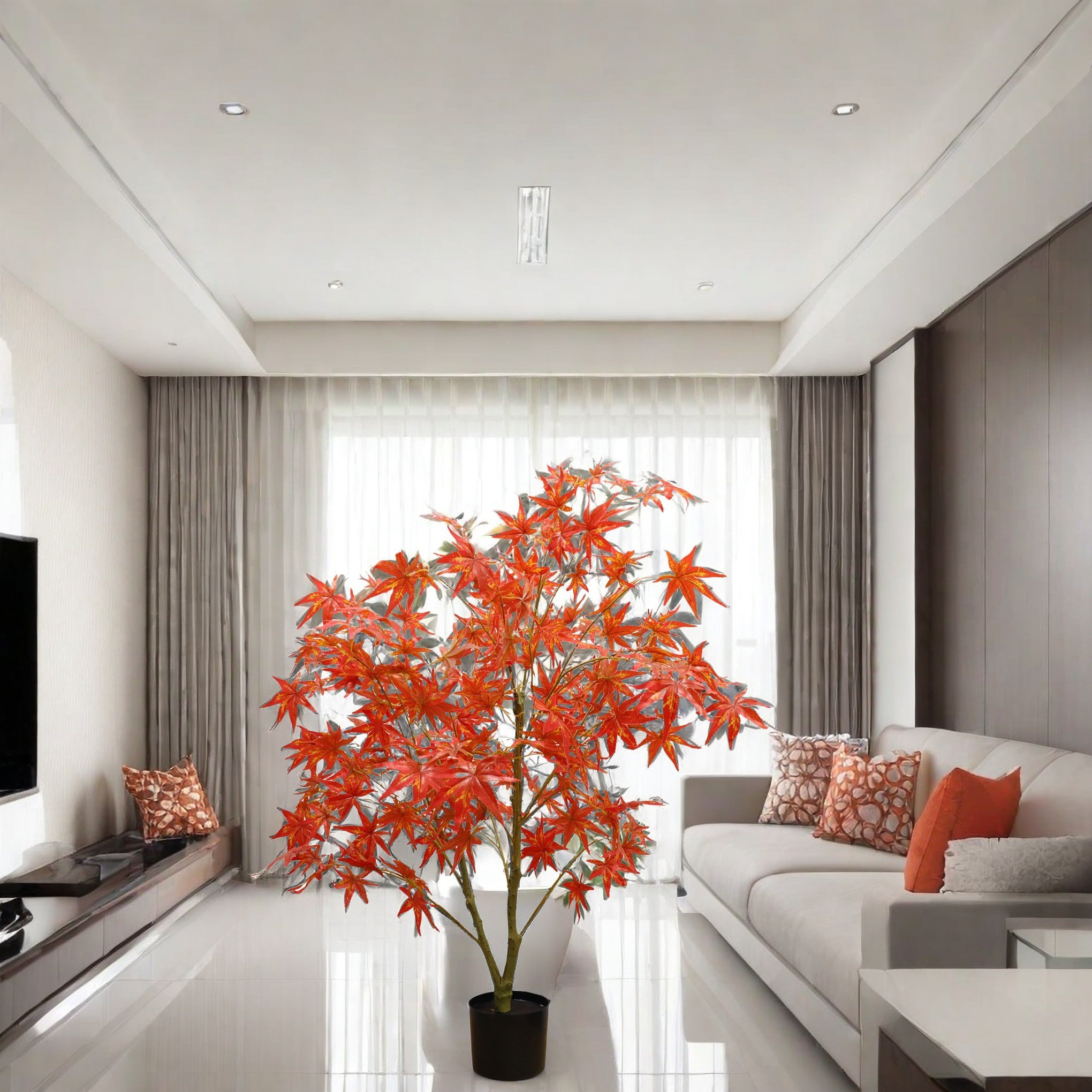 Yesurprise 4ft/ 5ft/ 6ft Artificial Maple Tree, Faux Tree Soft Silk ...