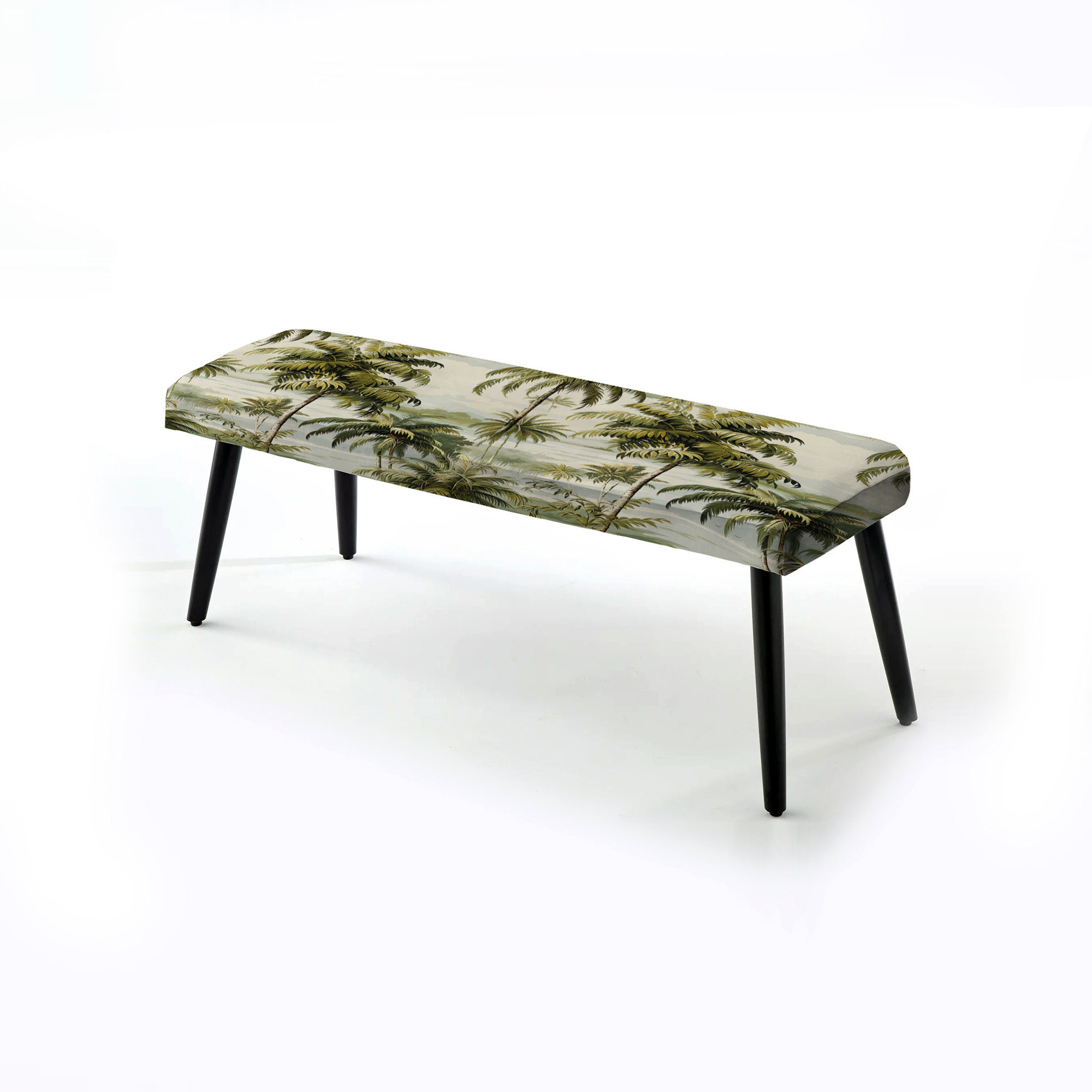 Design Art Vintage Palms Tropical Pattern - Tropical Upholstered Black ...