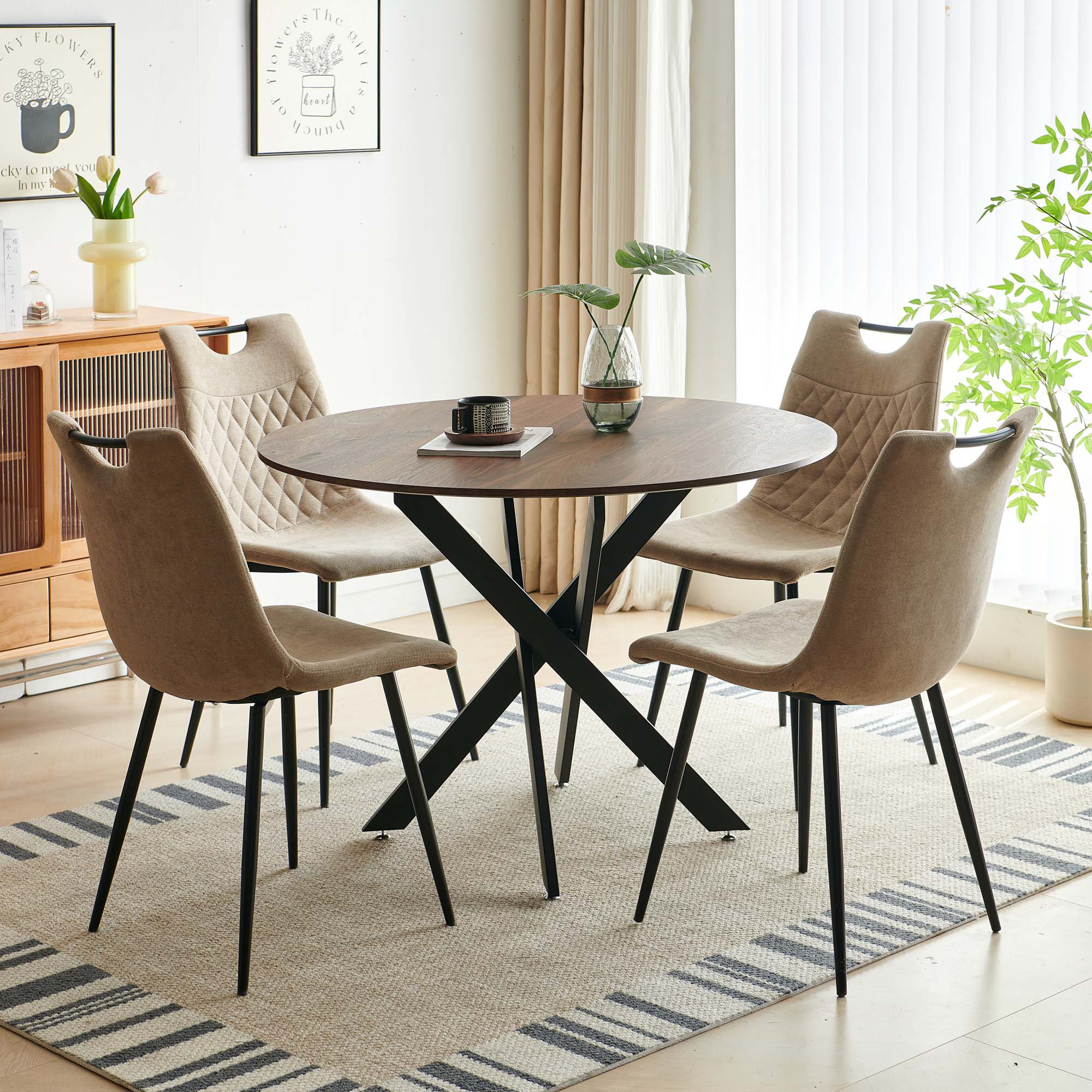 George Oliver 5 Pieces Dining Set,Table Metal Leg,With MDF Table Top ...