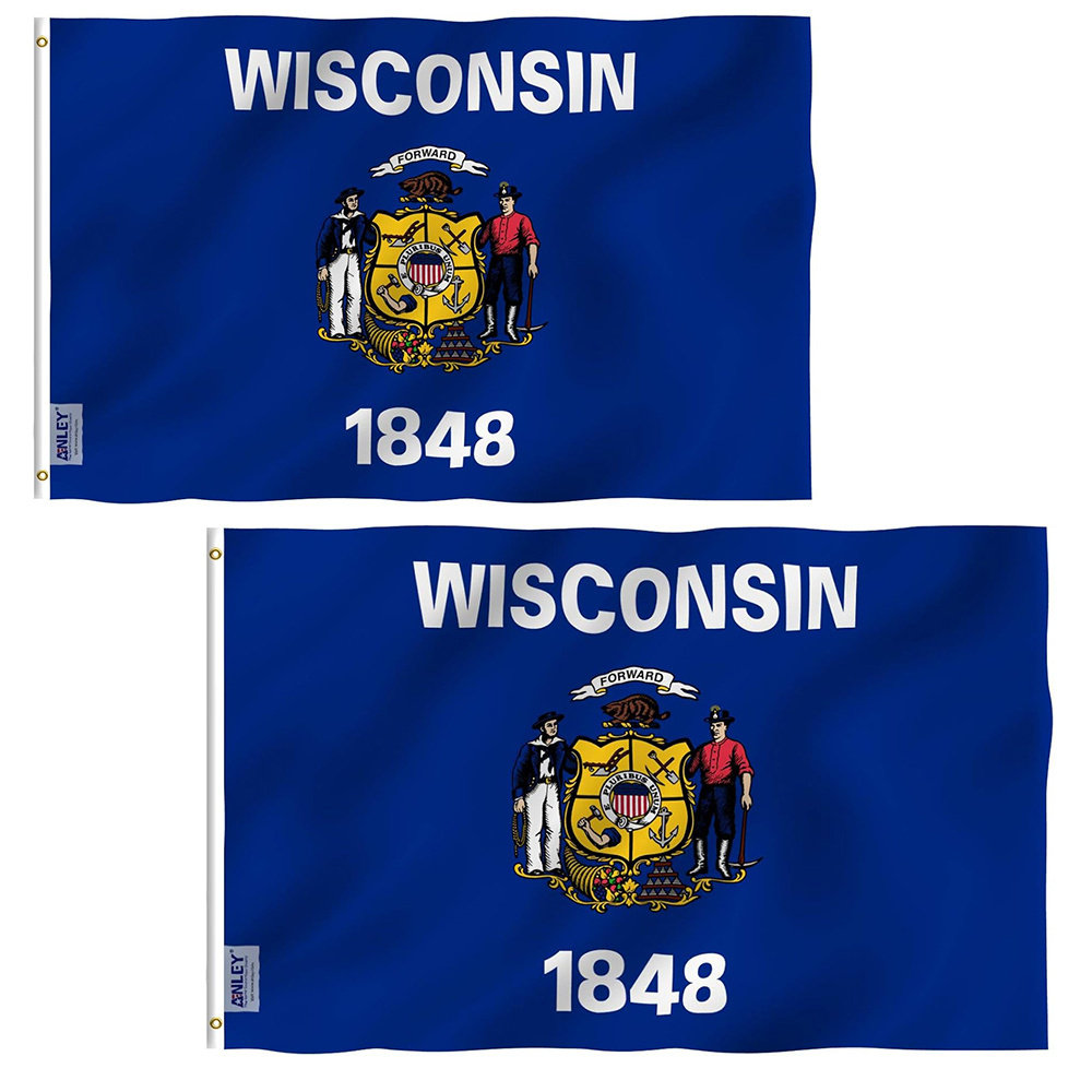 Charlton Home® Fly Breeze 3x5 Foot Wisconsin State Flag - Wisconsin WI ...