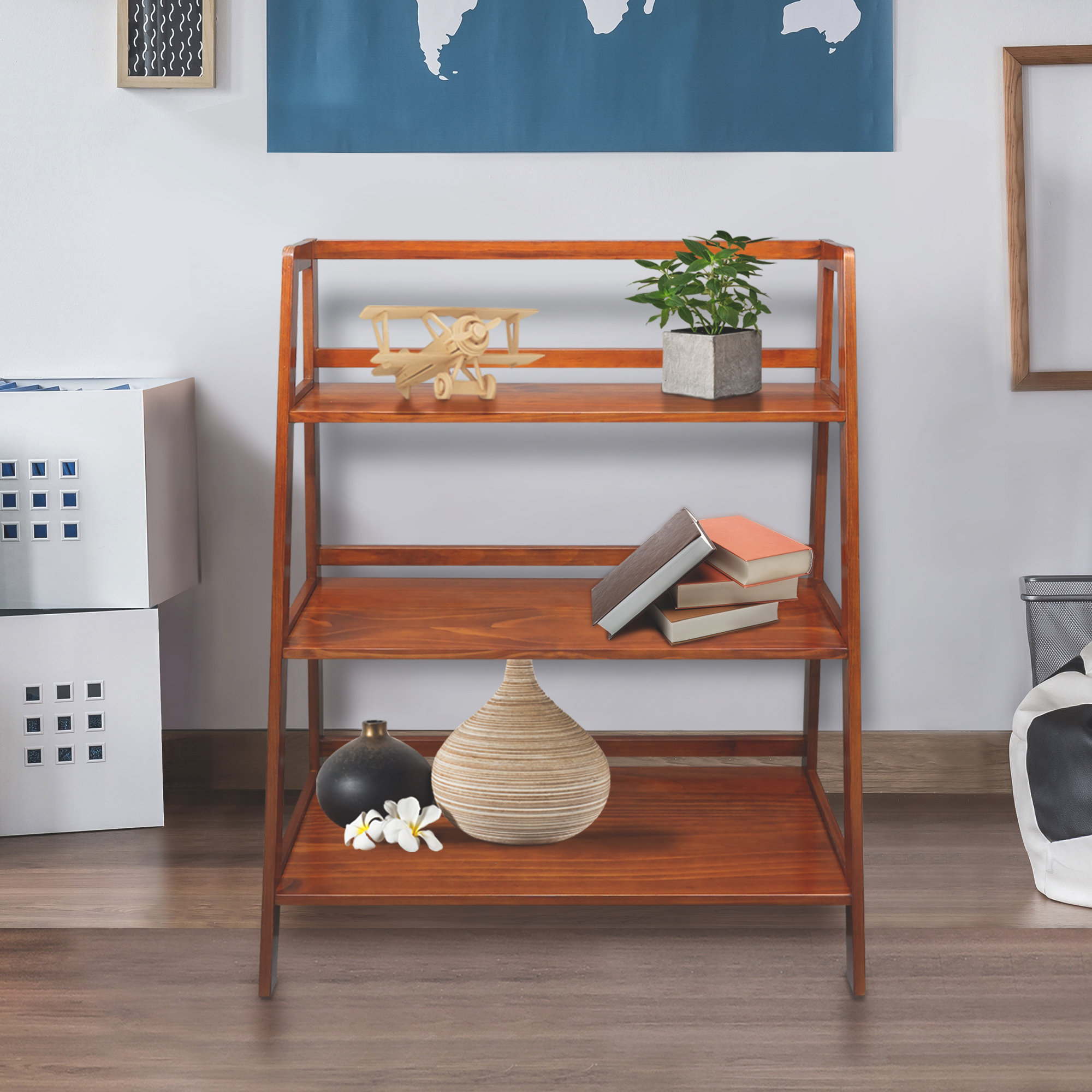 Millwood Pines Rosemont 100% Solid Wood 34" Wide 3-shelf Bookcase | Wayfair