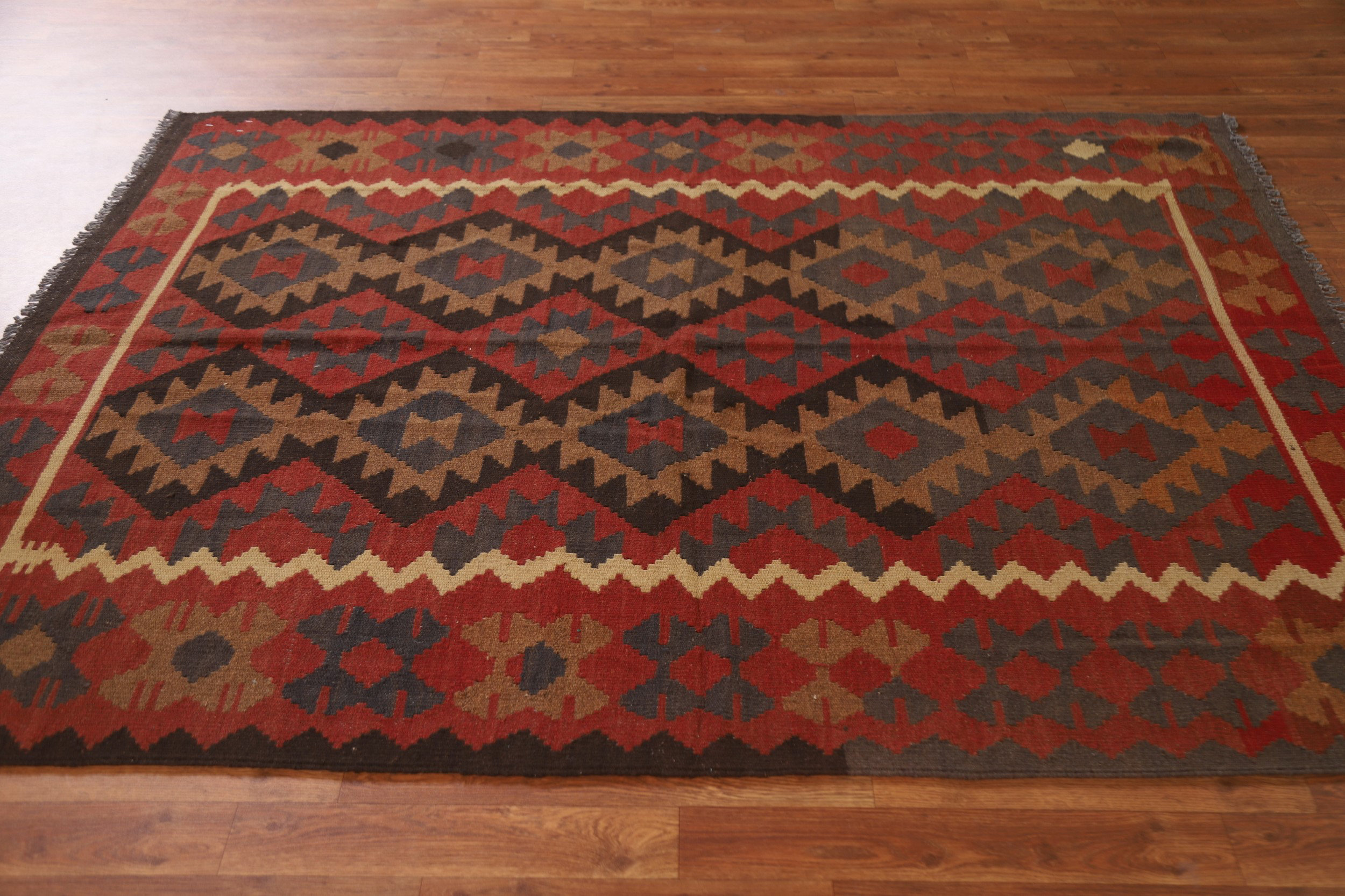 Dakota Fields Geometric Kilim Wool Area Rug 5x6 | Wayfair