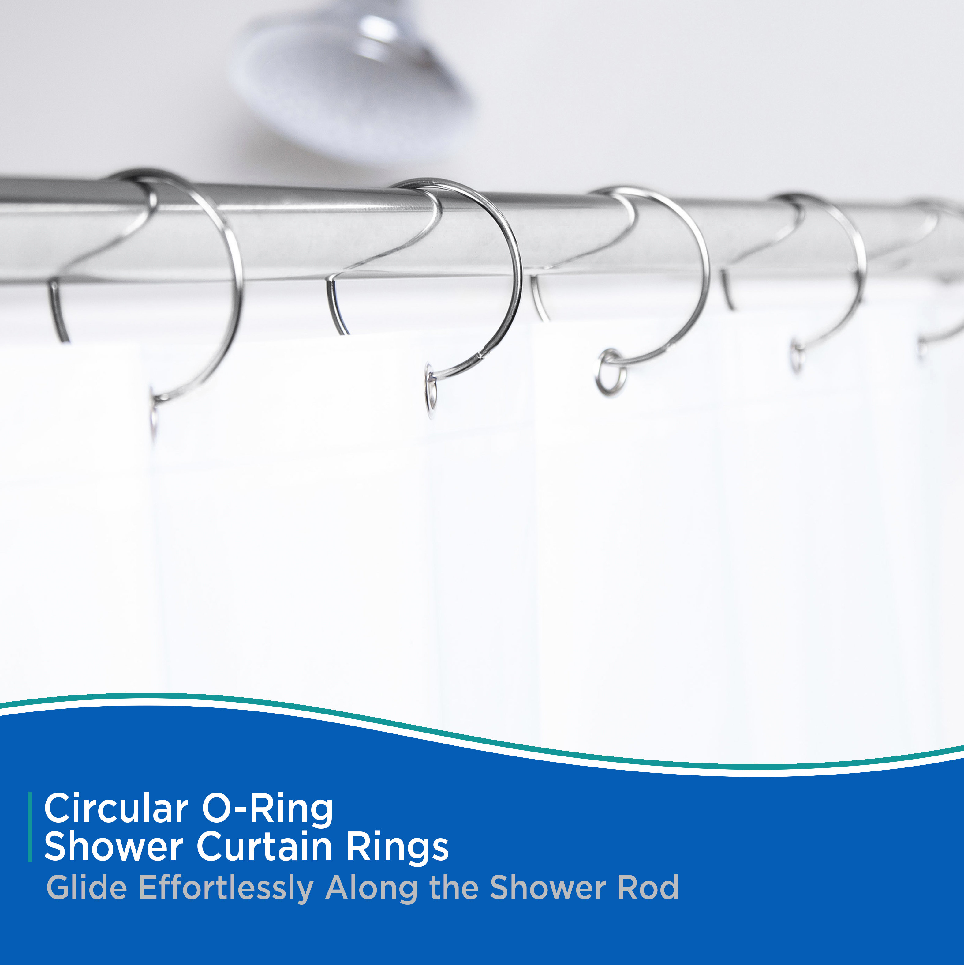 Kenney Rust-Resistant Metal Circular O-Ring Shower Curtain Rings ...