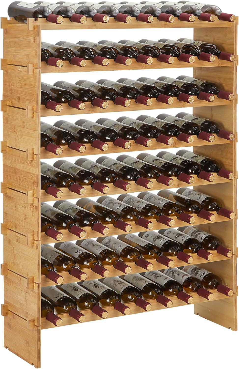 Prep & Savour Stackable Modular Wine Rack, 4 Tier Wooden Wine Storage ...