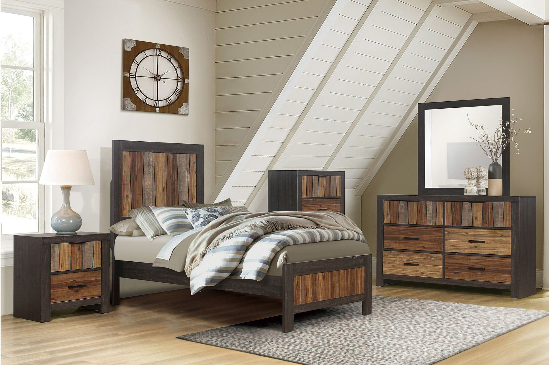 Millwood Pines 3-4_Myrle Dark-Ebony-Rustic-Mahogany Panel Bedroom Set ...