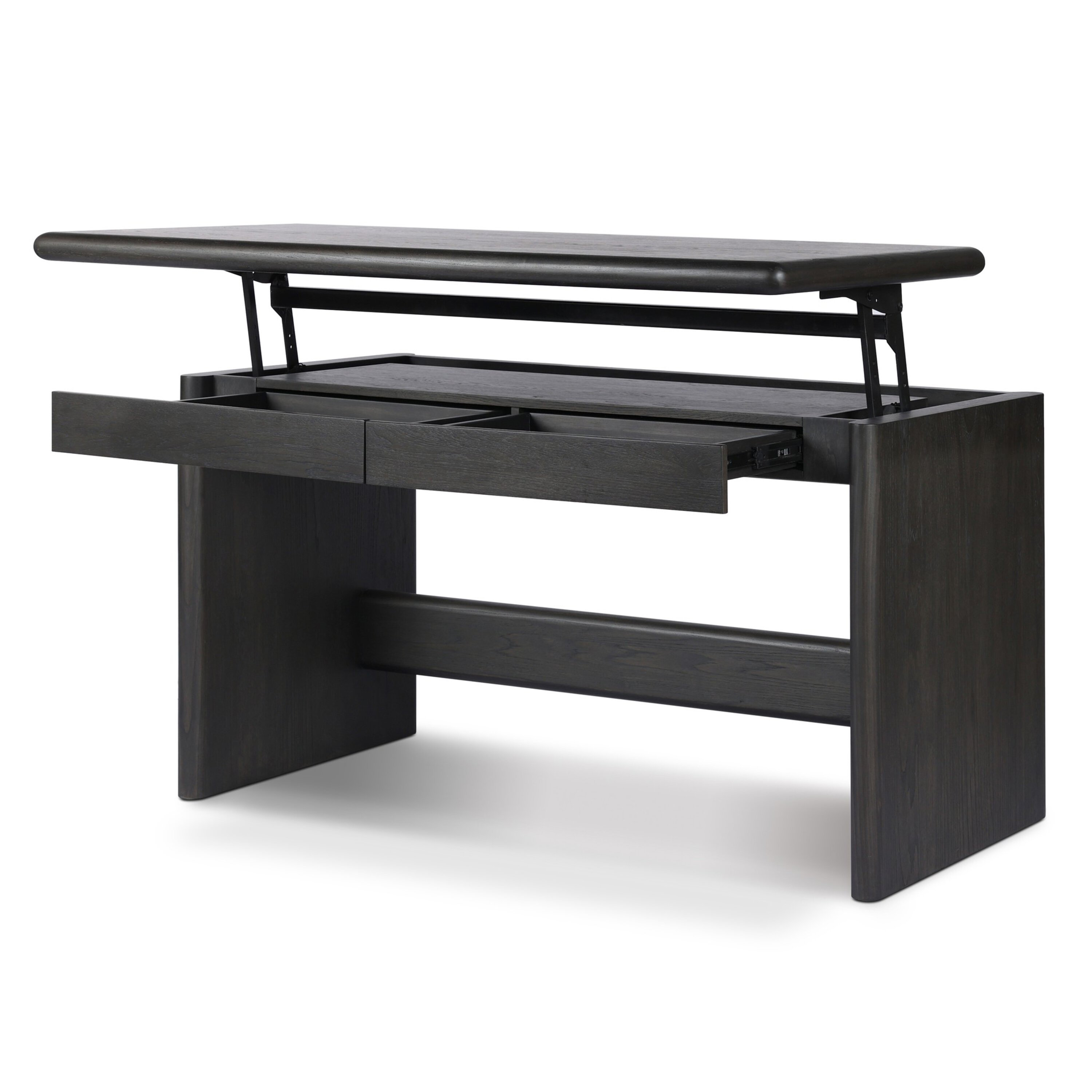 Hokku Designs Denton Standing Desk-Smoked Black Sungkai Veneer-Thick ...