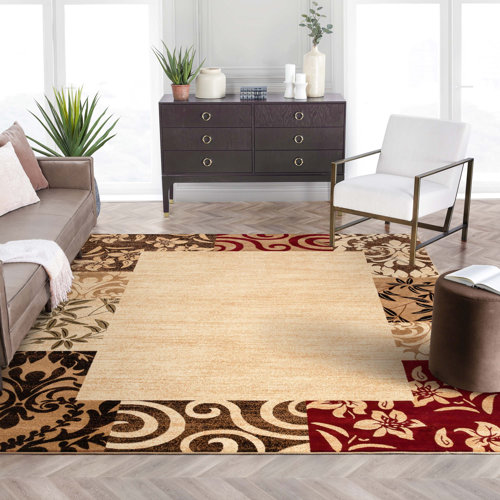 Winston Porter Carleena Vane Willow Damask Beige Transitional Rug ...