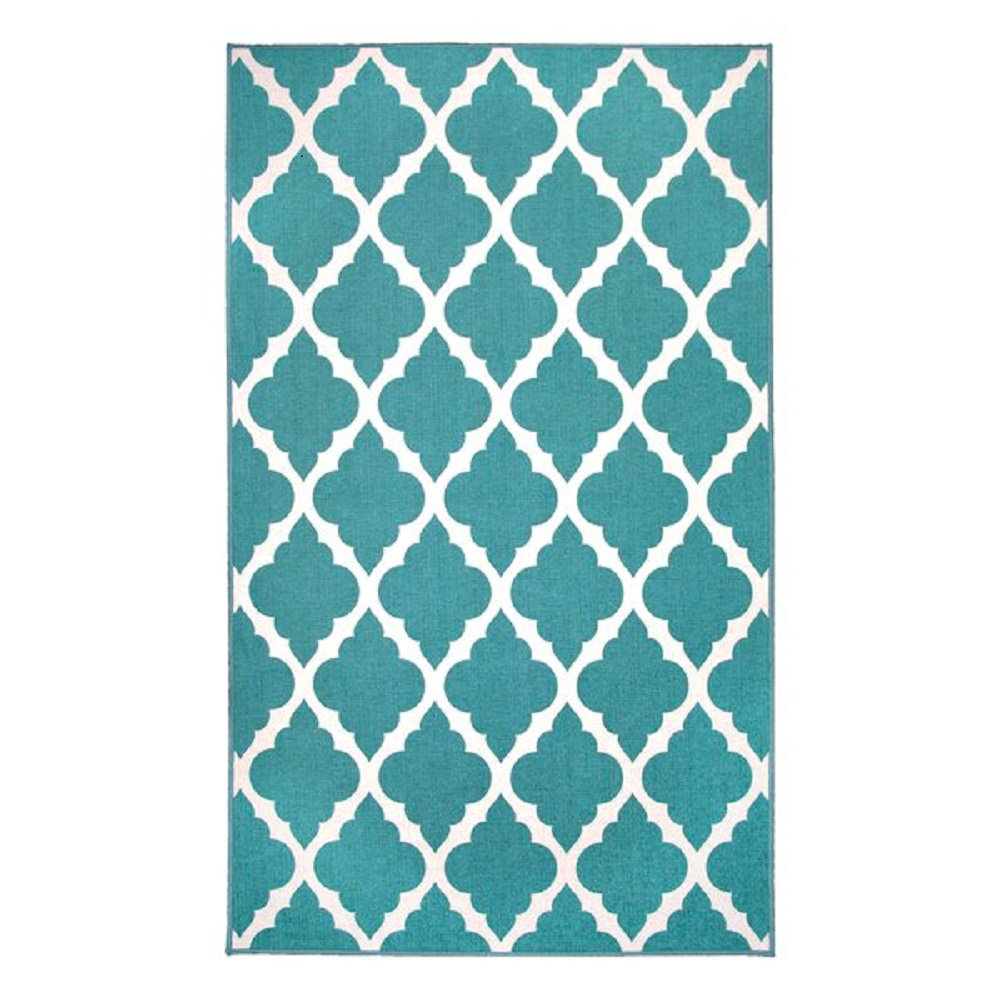 My Magic Carpet Moroccan Trellis Teal Geometric Flatweave Teal/White ...