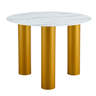 Wrought Studio™ Round Dining Table, Artificial Marble Glass Stickers ...
