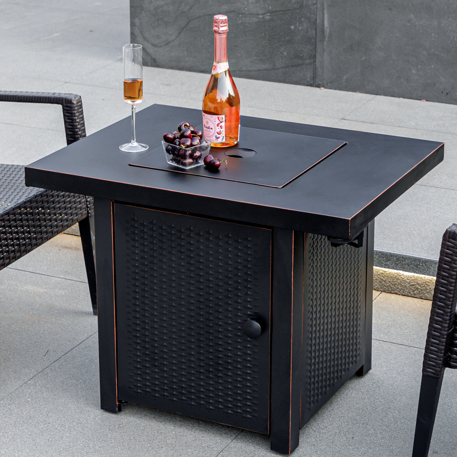 Latitude Run® 32''Lx 24 '' W Propane Outdoor Fire Pit Table With 2 ...