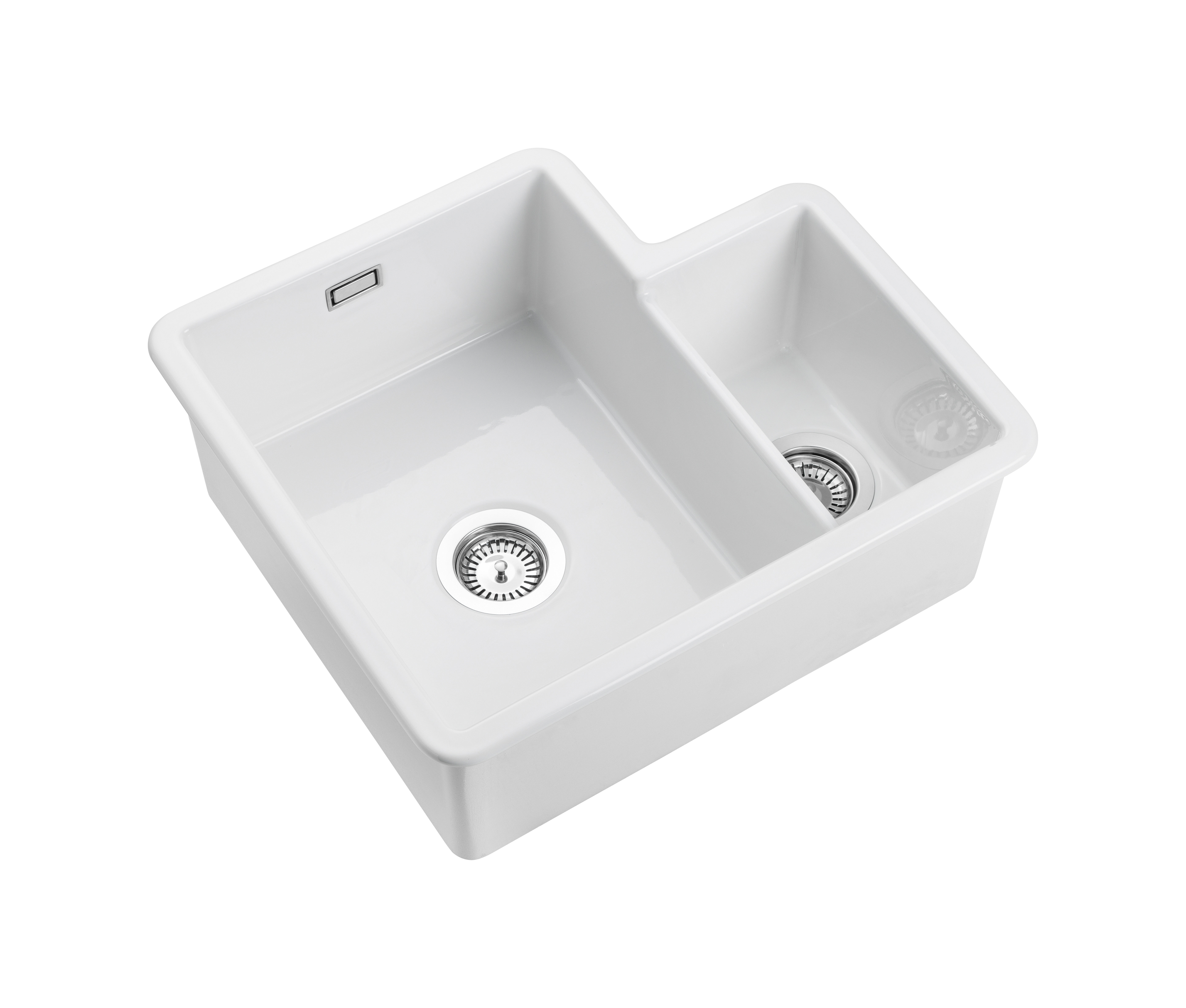 Rangemaster Sink & Taps Rustique 520mm W Double Bowl Ceramic Kitchen ...