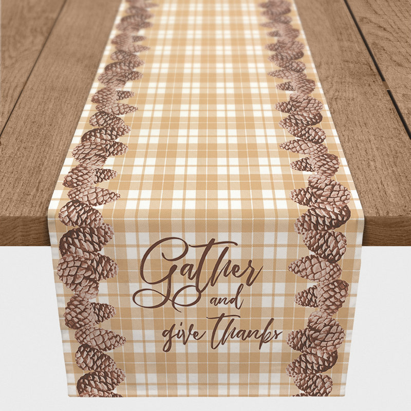 Gracie Oaks Illings Gather Pine Cones Table Runner | Wayfair