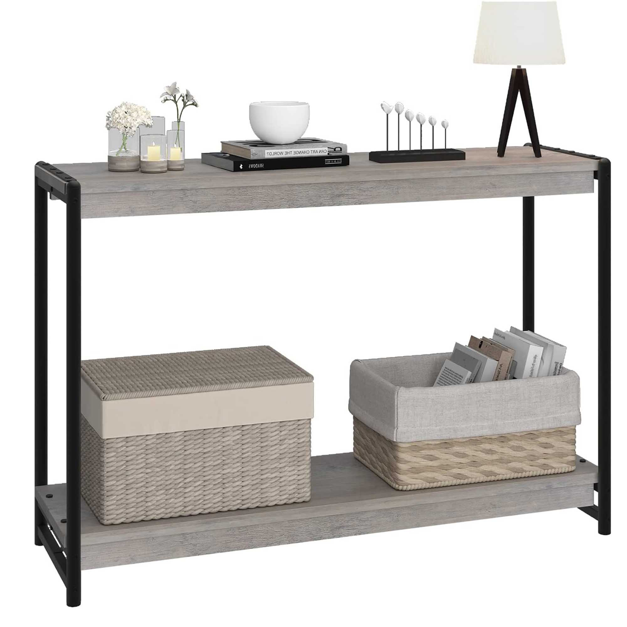 17 Stories Farmhouse Console Table, Entryway Table, Slatted Style 2 ...