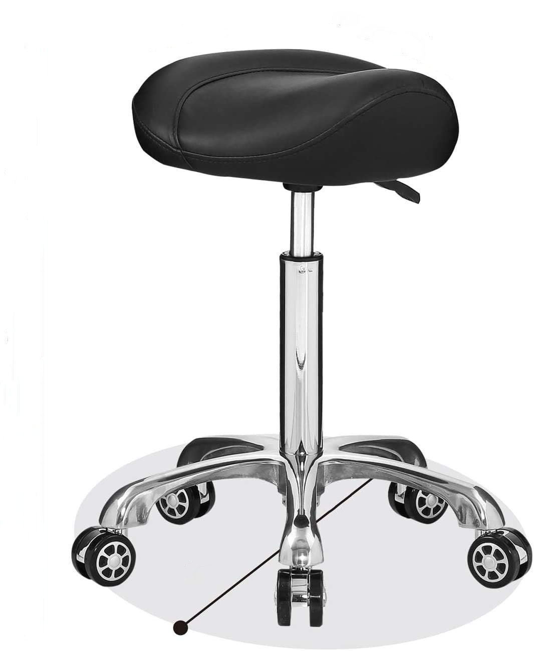 Orren Ellis Rolling And Rotating Height Adjustable Saddle Stool | Wayfair
